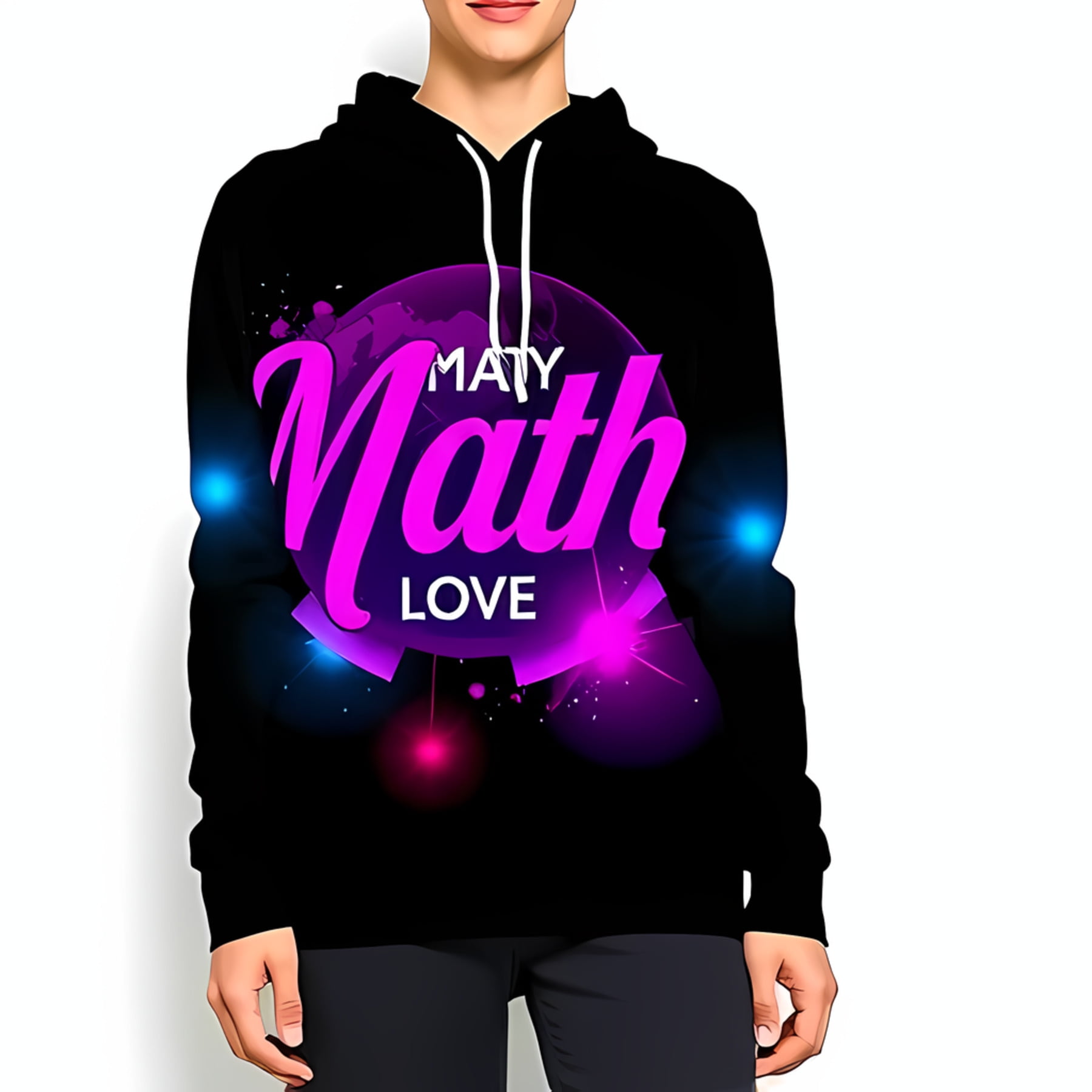 Stylish 3D Math Hoodie for Enthusiasts - Bold Pink 'Math' Graphic with ...