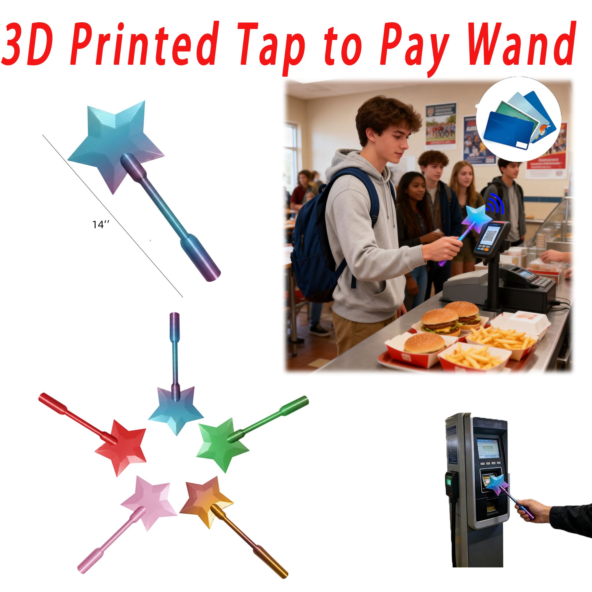Stylish 3D Printed Star Wand Tap to Pay, Effortless Contactless Payment ...