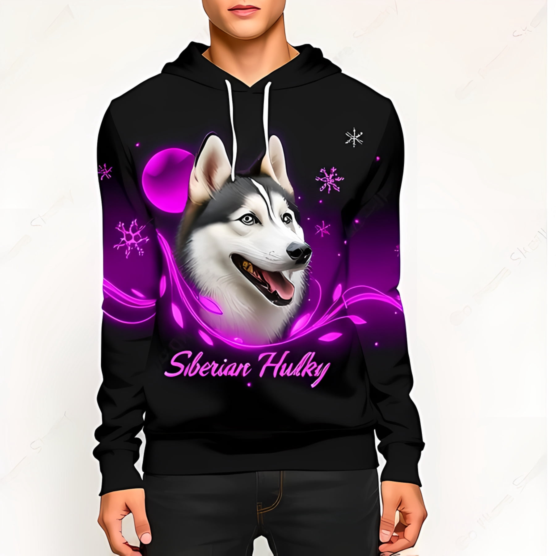 Stylish 3D Siberian Hoodie with Highlights & Floral Patterns - Bold ...
