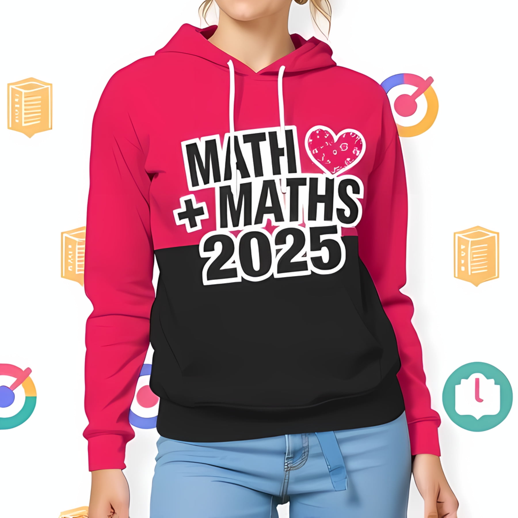 Stylish 3D Split Color Hoodie - Vibrant Pink & Classic Black with ...