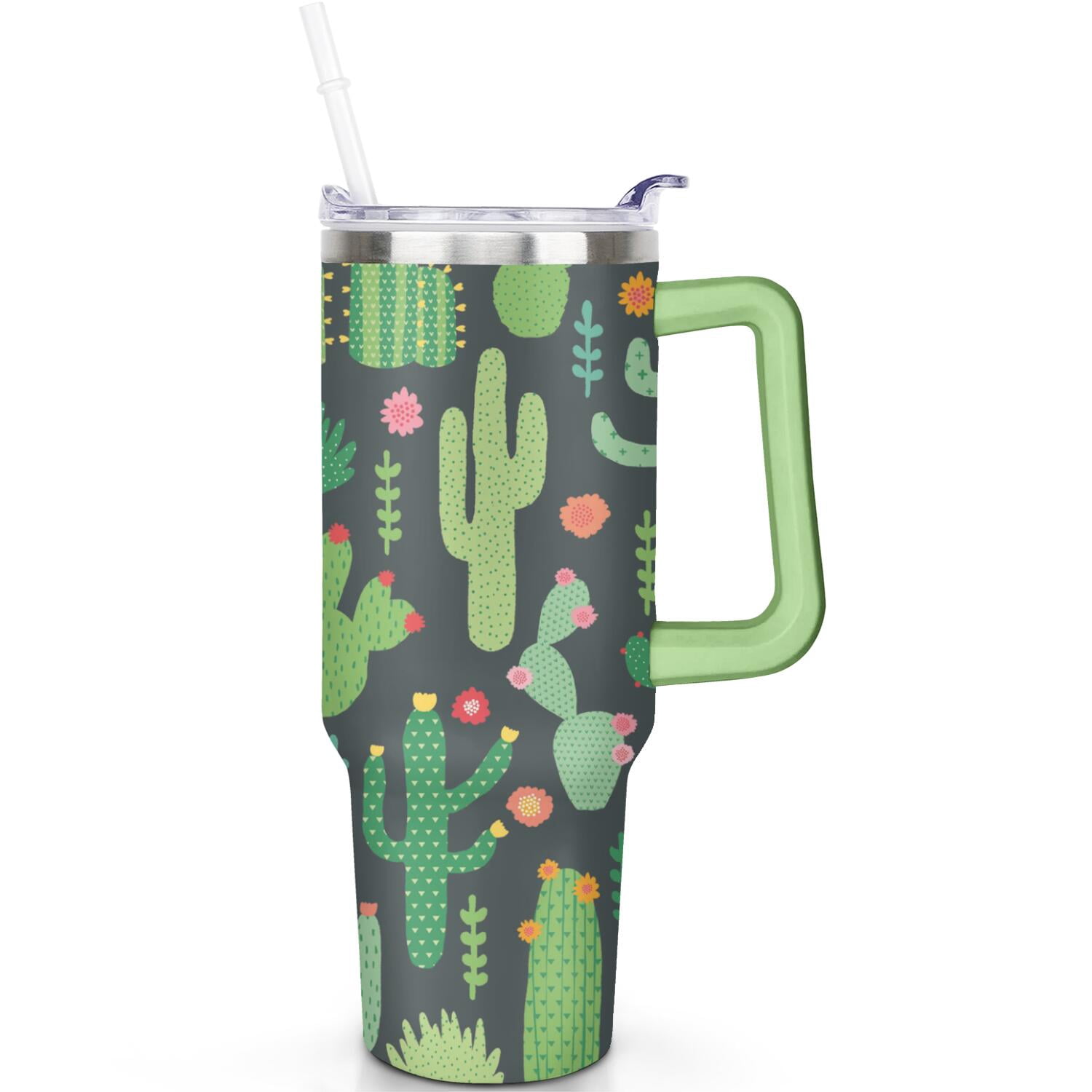 Stylish 40oz Cactus Travel Tumbler, Leakproof Design, Backpack Friendly ...