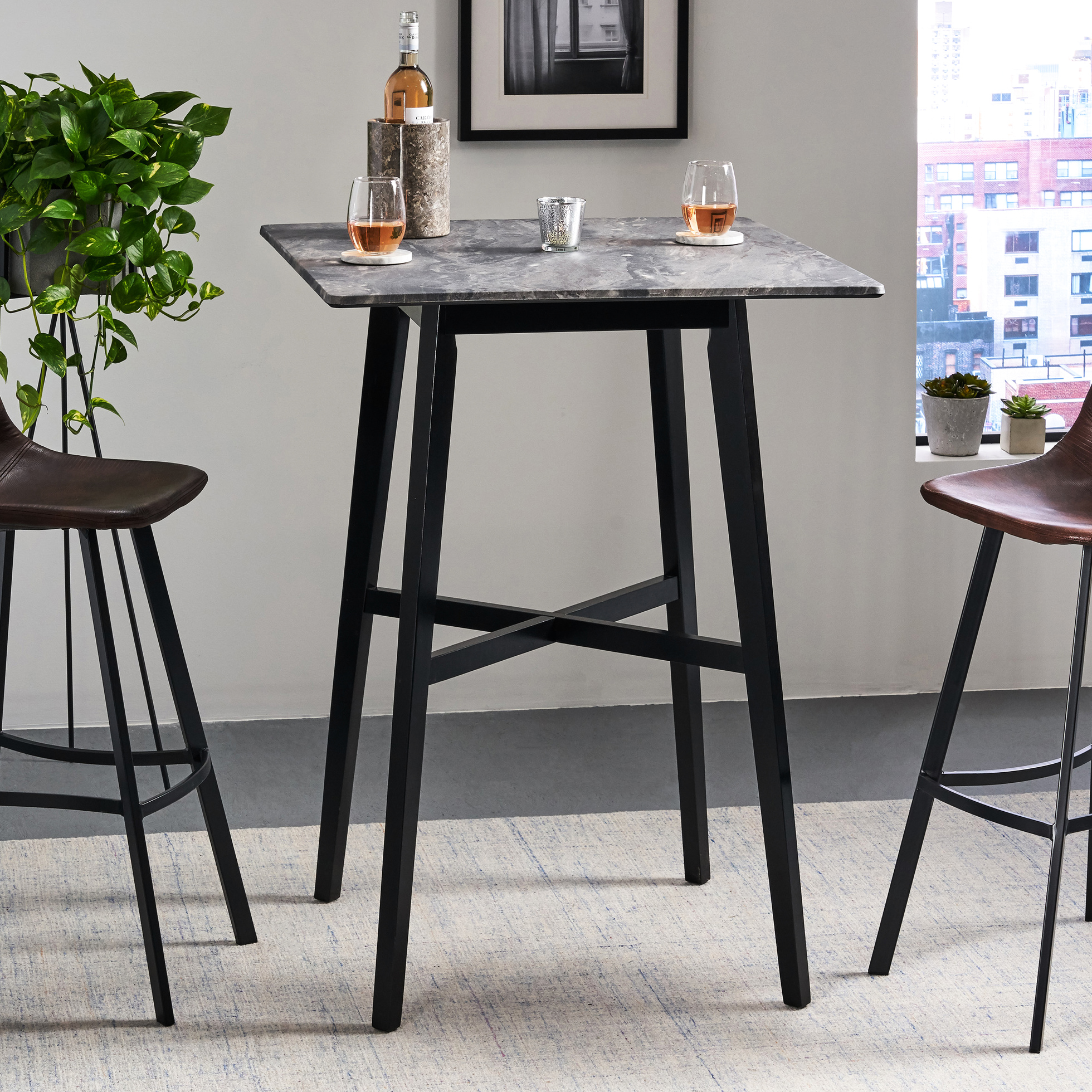 Stylish 42" Dining Table With Superb Laminate Top And Reliable Black ...