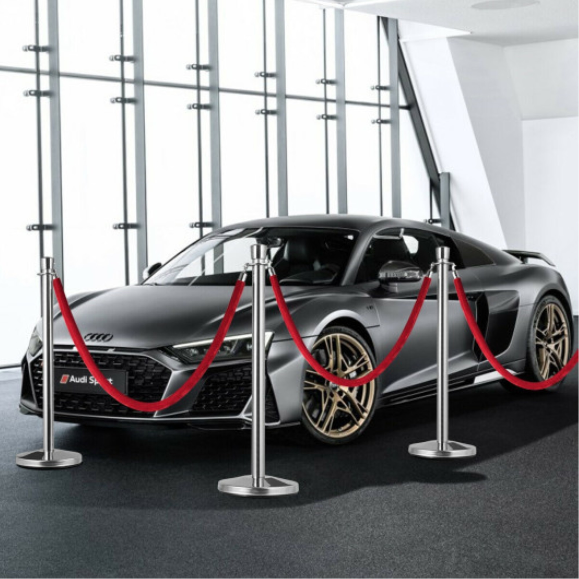 Stylish 6Pcs Stanchion Set: Easy Crowd Control Solution for Exhibitions - Walmart.com