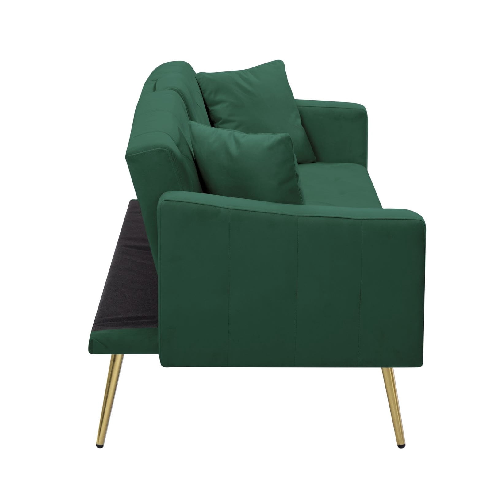 Stylish 72.4-inch rollover sofa bed, cup holder and gold support legs ...