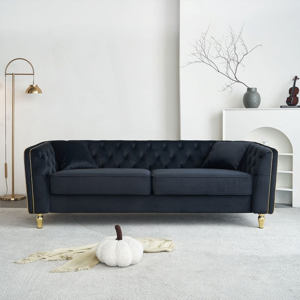 Modern 87.01"W Tufted Velvet Sofa for Living Room - Sturdy ...
