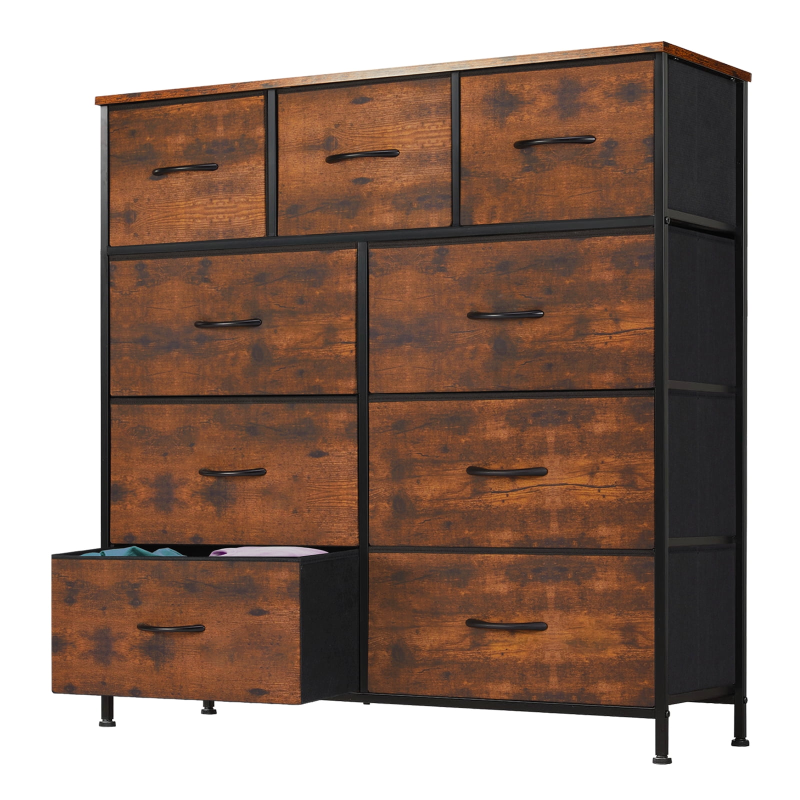 Stylish 9-Drawer Fabric Storage Dresser, Tall Chest of Drawers with ...