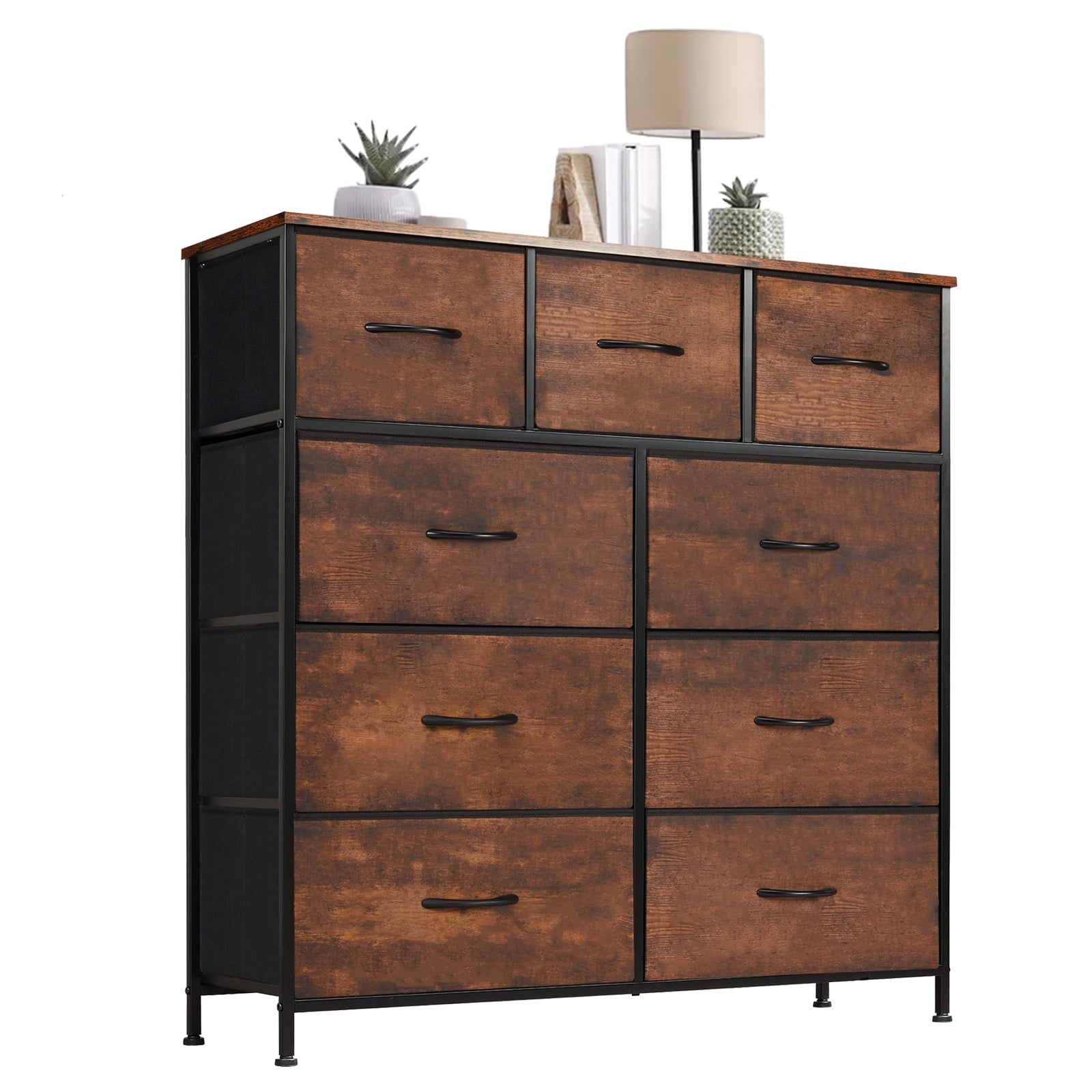 Stylish 9-Drawer Fabric Storage Dresser, Tall Chest of Drawers with ...