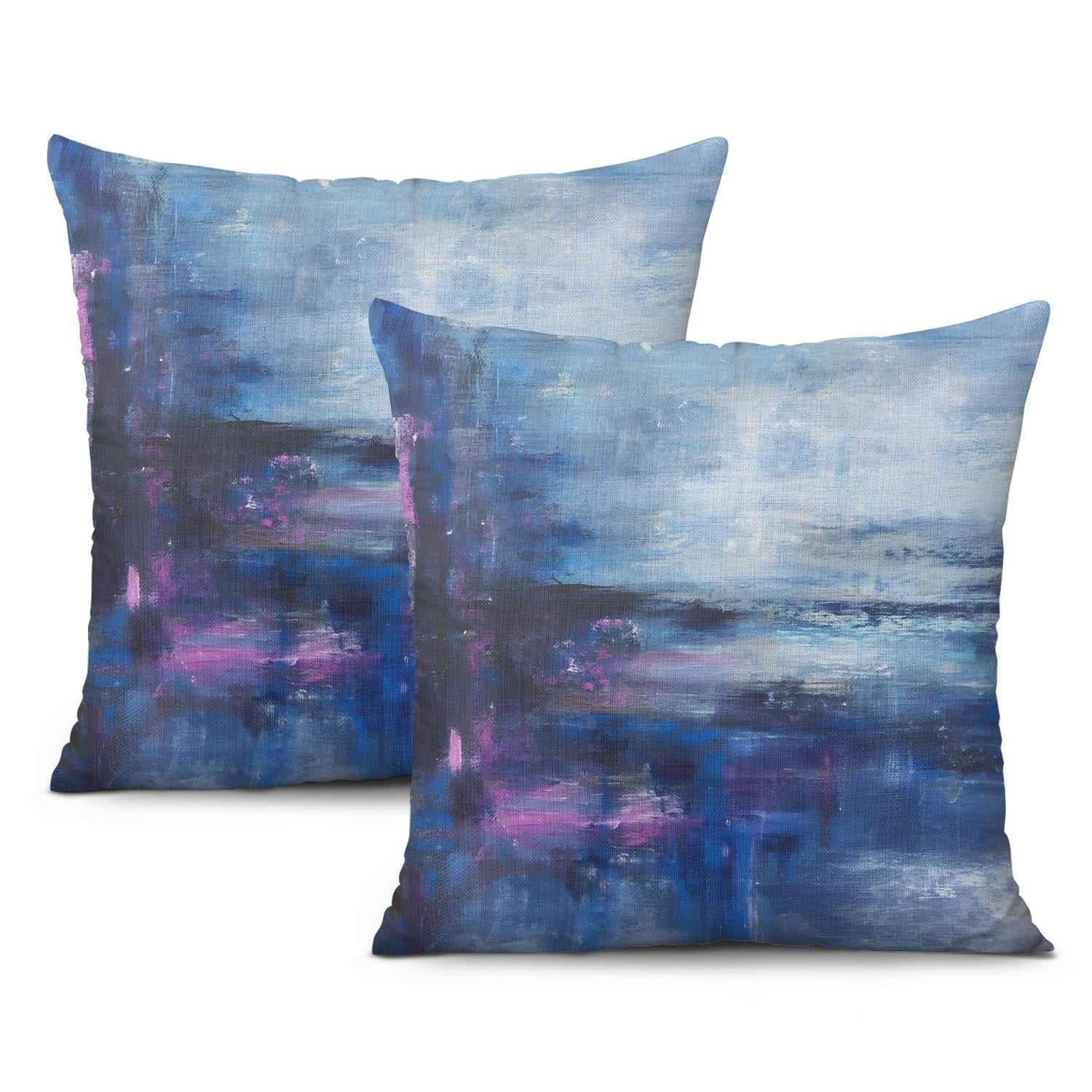 Stylish Abstract Design Pillow Cases: Blue & Teal Painting, Retro Beige ...