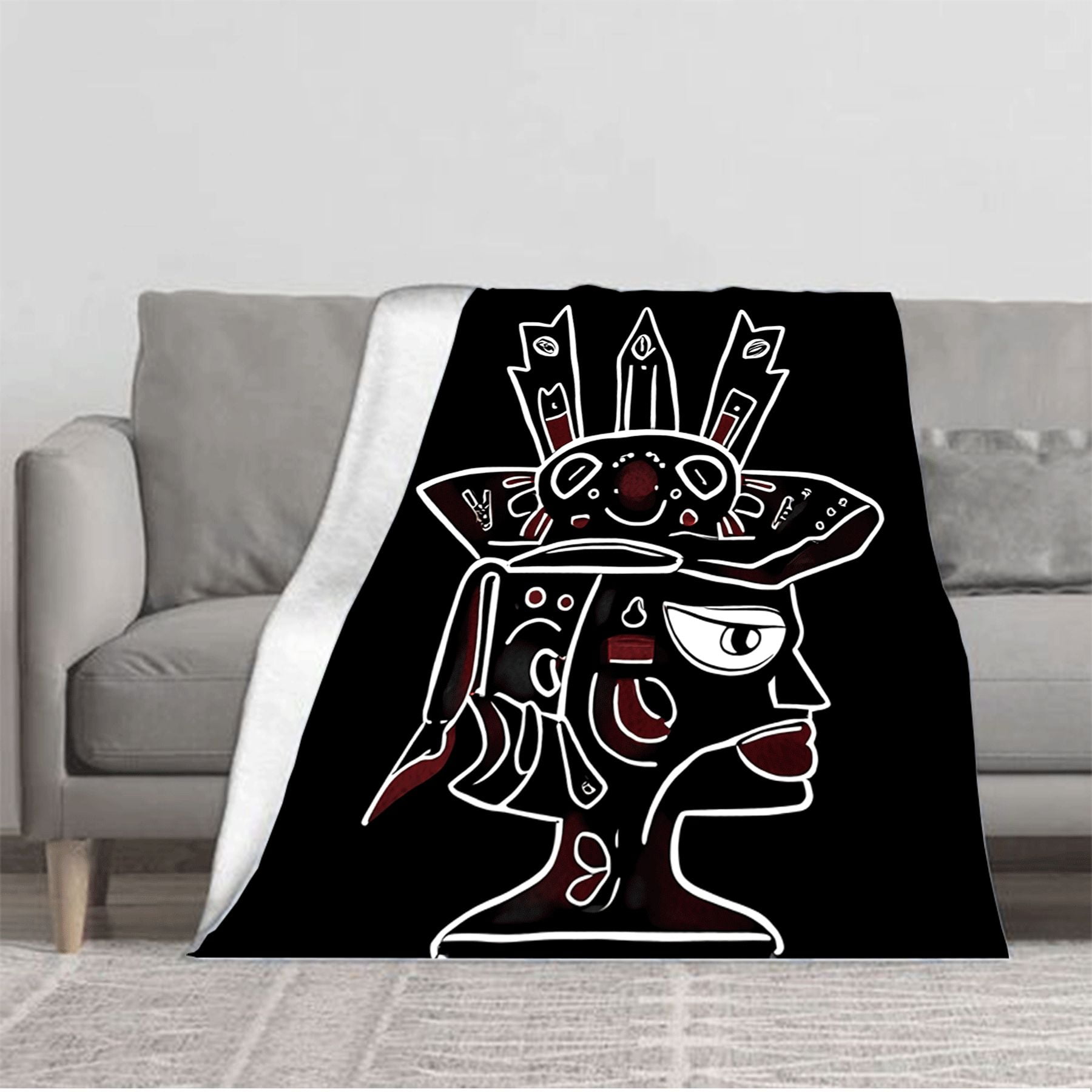 Stylish Abstract Human Profile Flannel Blanket - Soft Warm Cozy Design ...