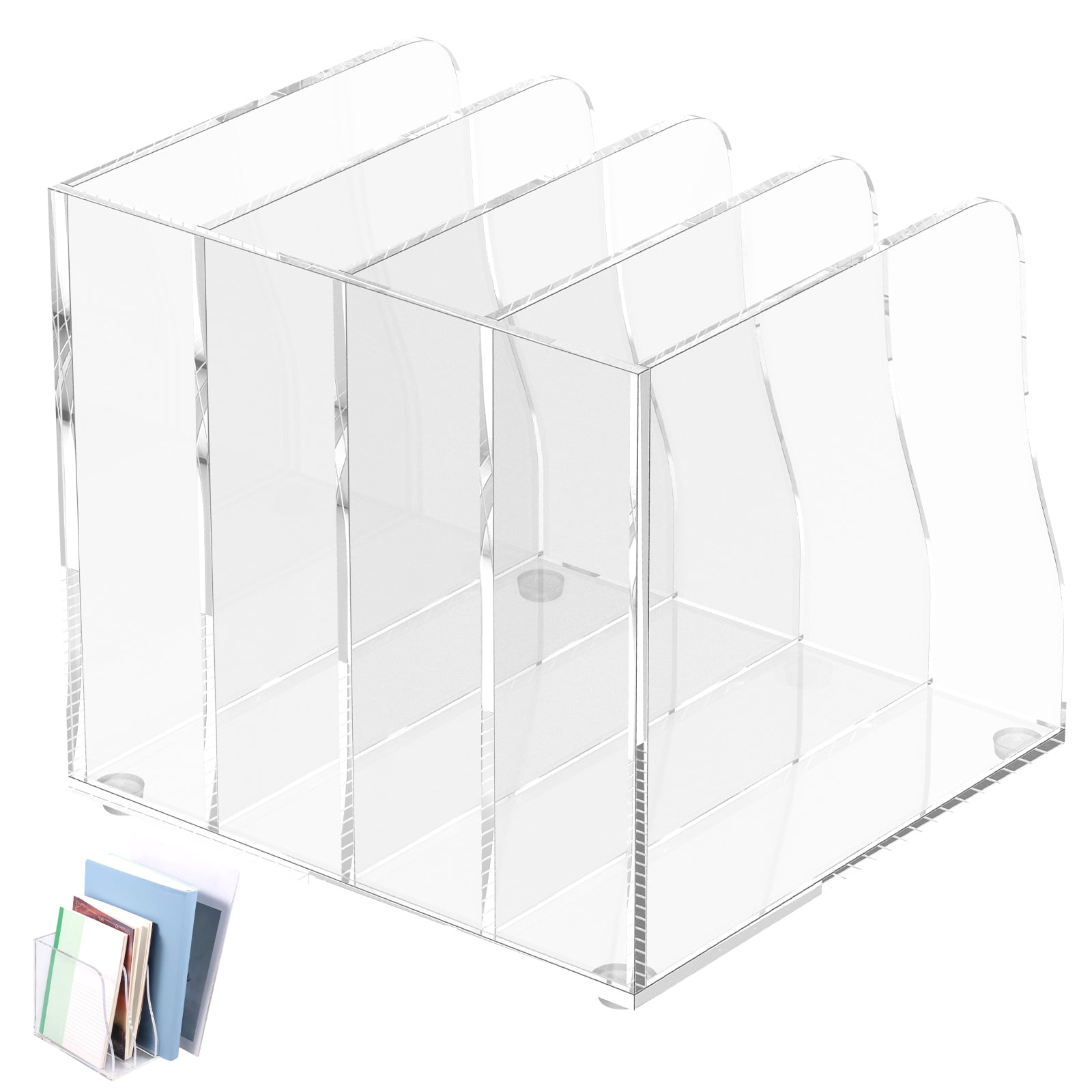 Stylish Acrylic Desk Organizer 4 Vertical Compartments Clear Acrylic ...
