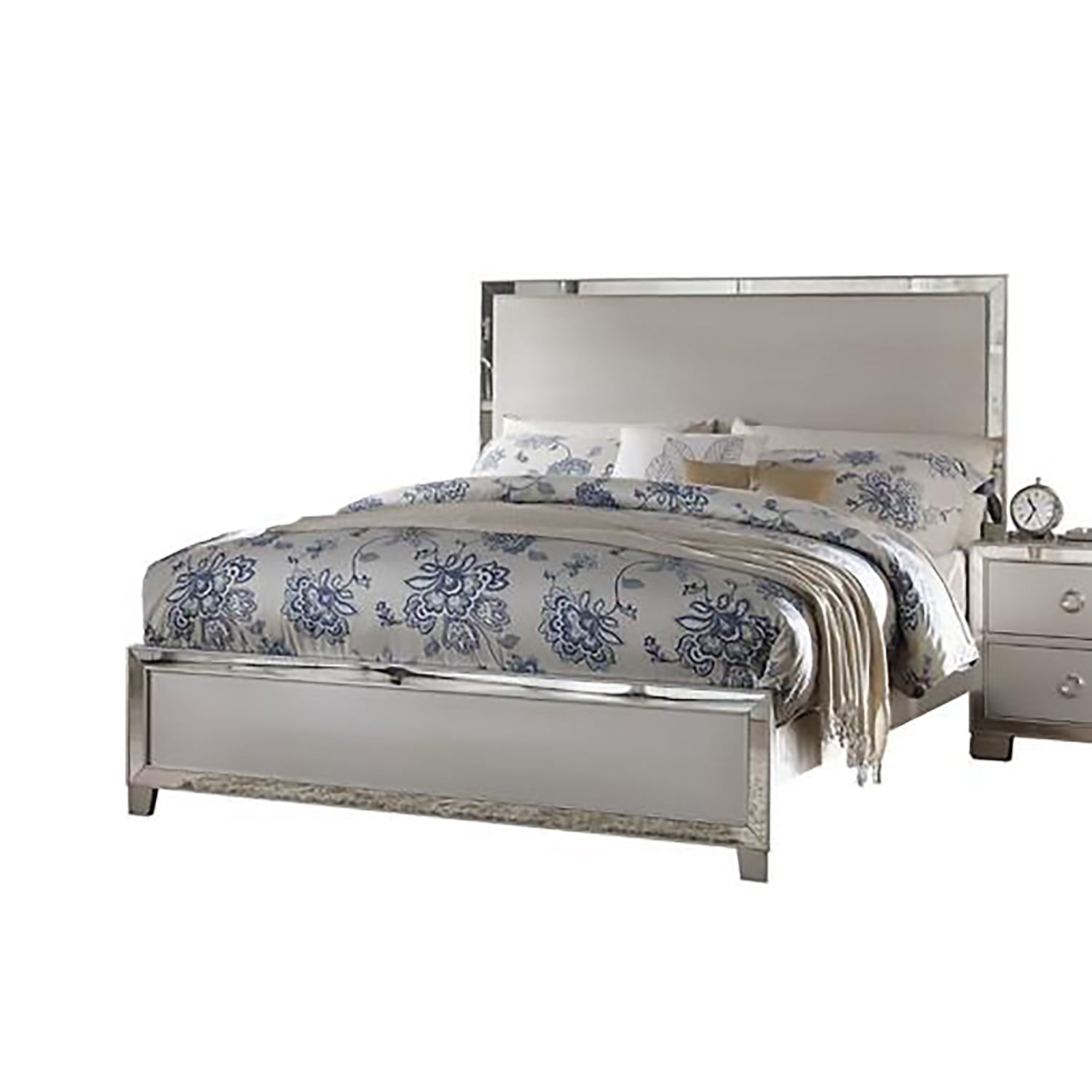 Stylish And Deluxe Queen Size Panel Bed, Silver - Walmart.com