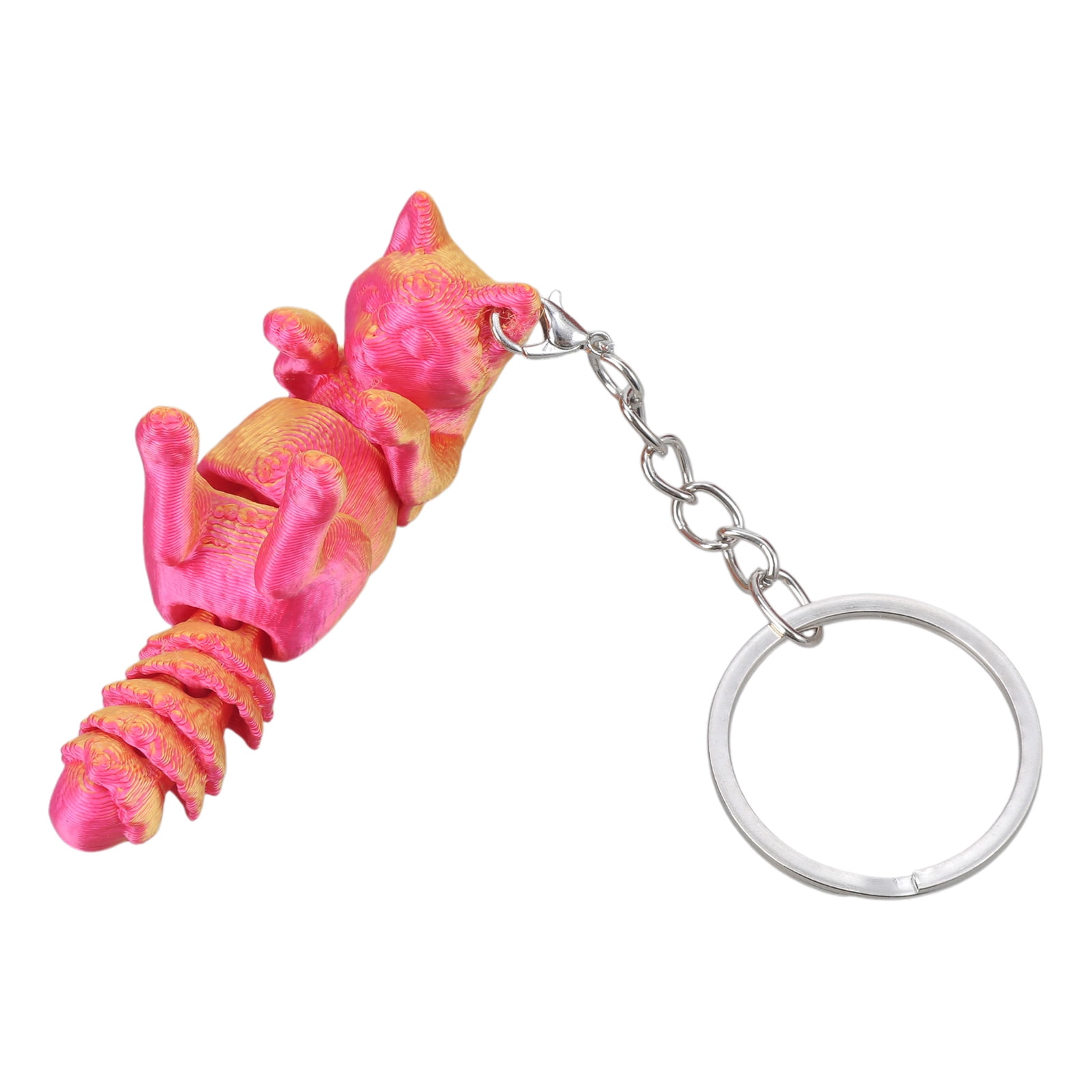 Stylish Articulated Miniature Cat Keychain, 3D Crafted Gradients Color ...