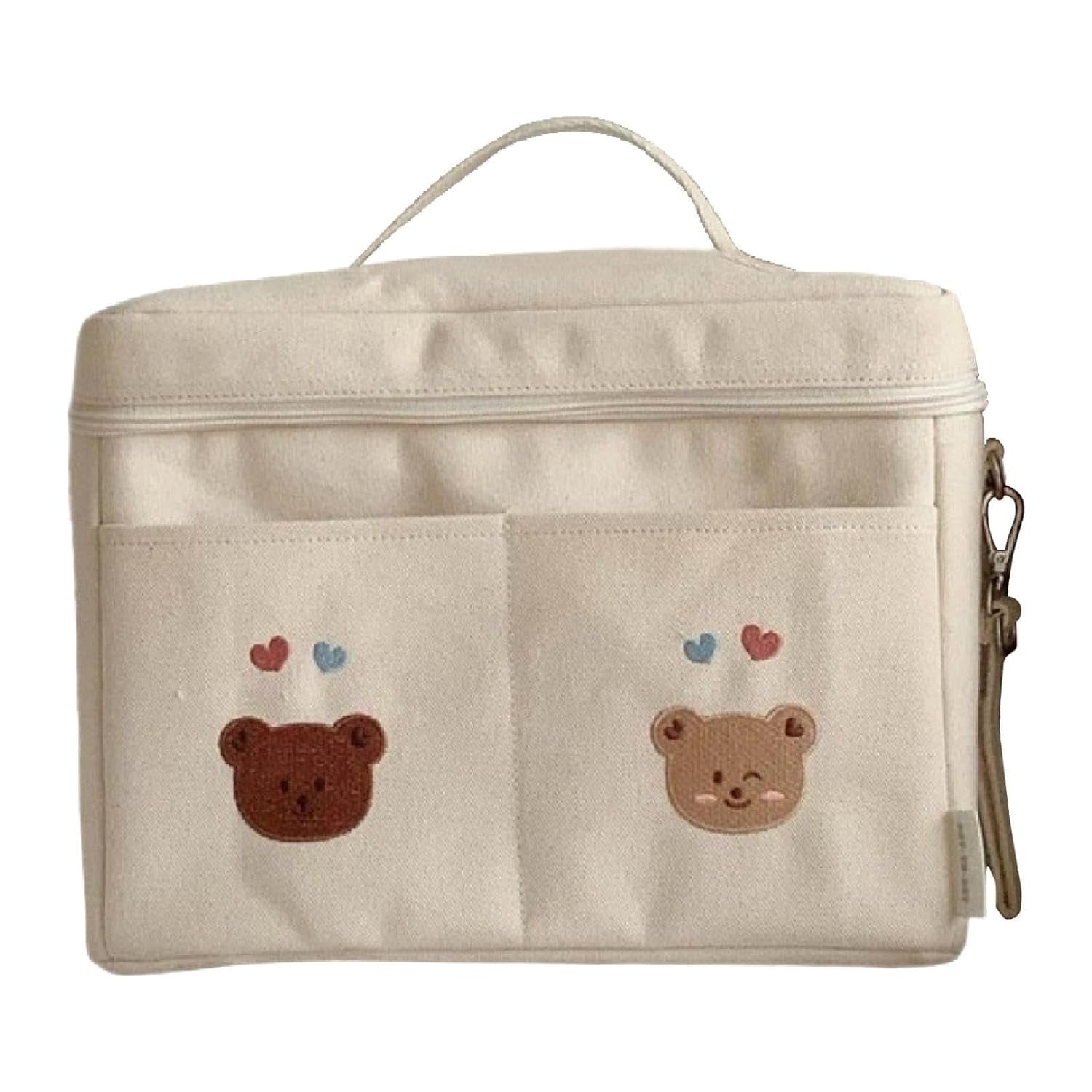 Stylish Baby Diaper Tote with Stroller Attachment, Two Bear White ...