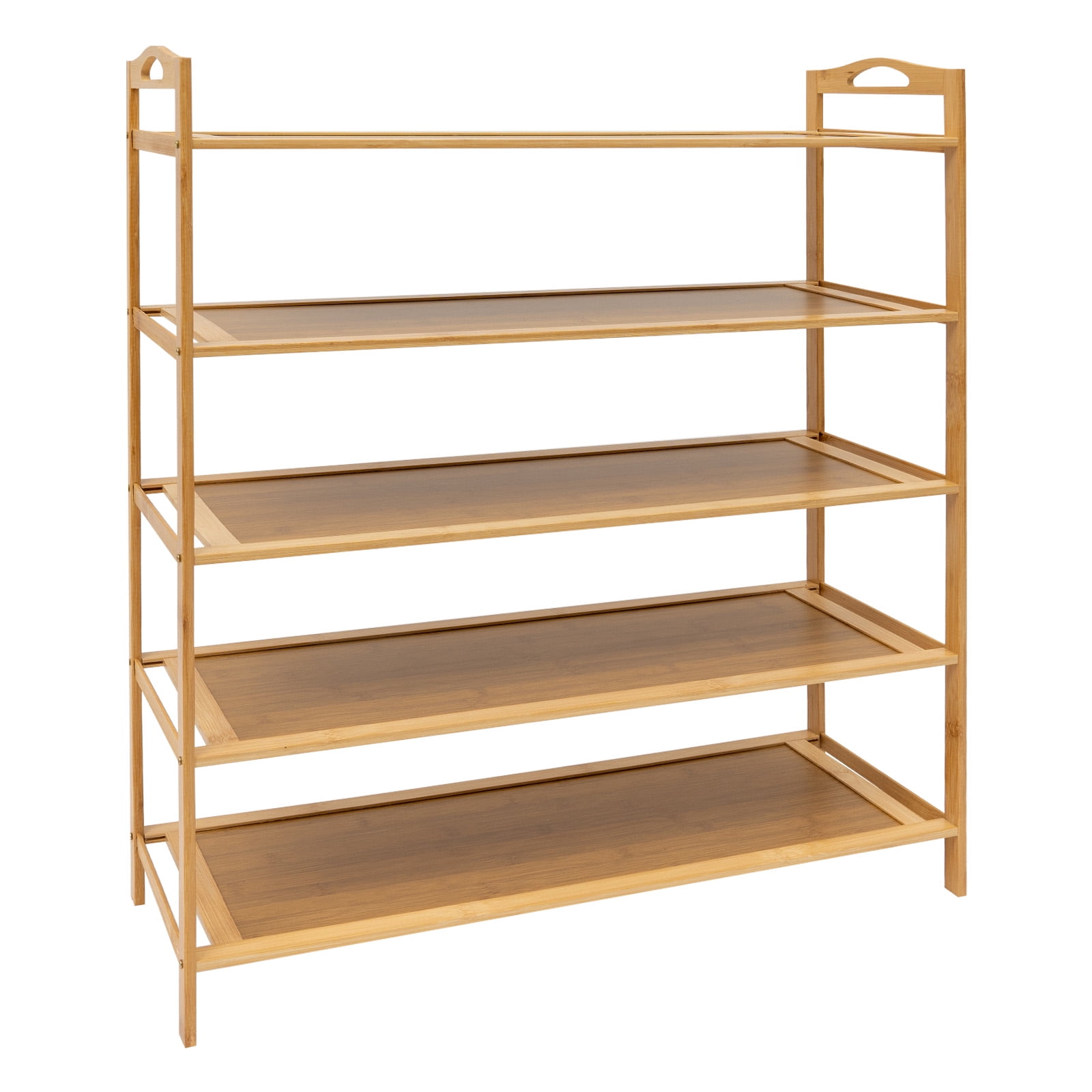 Stylish Bamboo 5-Tier Shoe Boxes with Adjustable Tiers, 15 Pairs ...