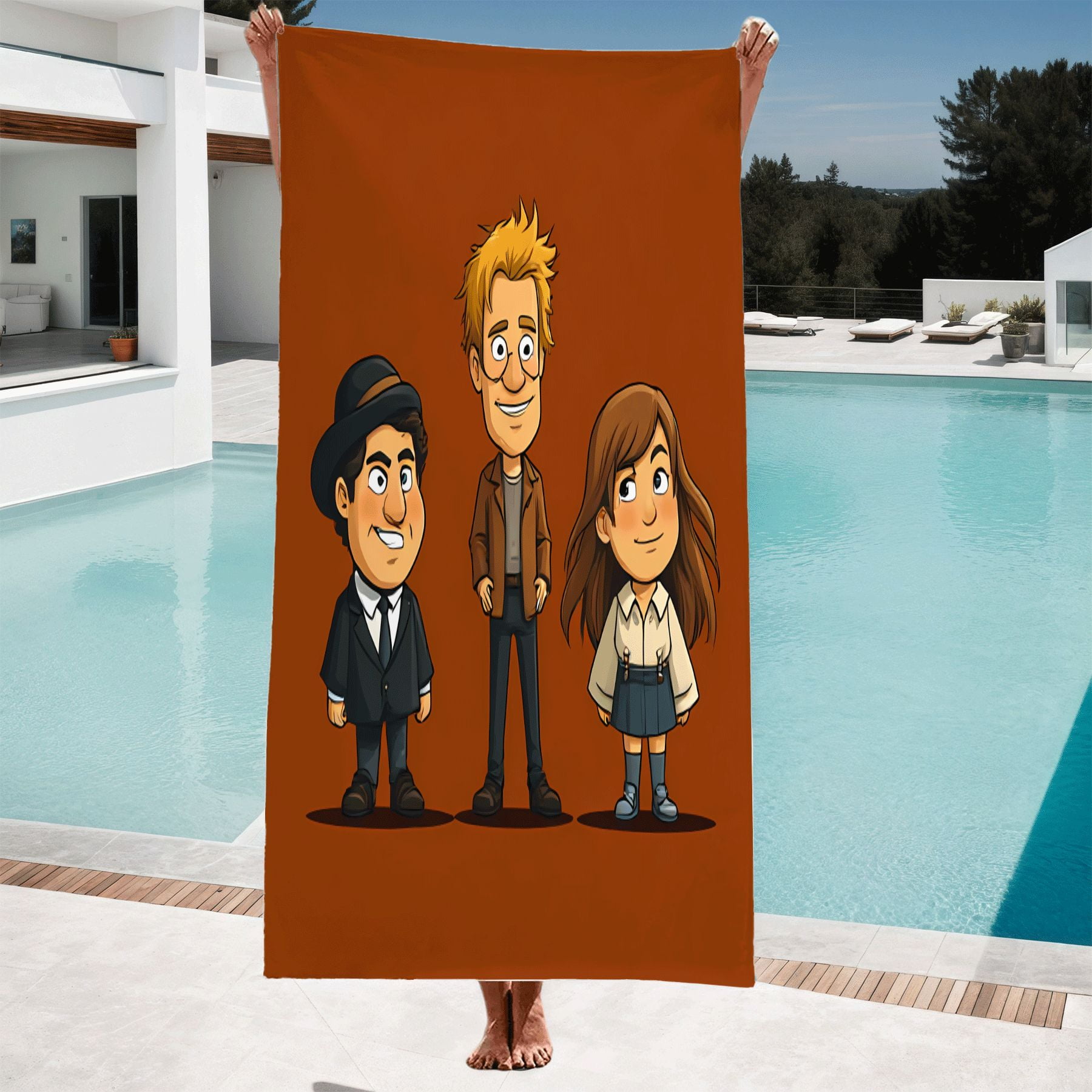 Stylish Beach Towel for Women - Vibrant Cartoon Characters Design ...
