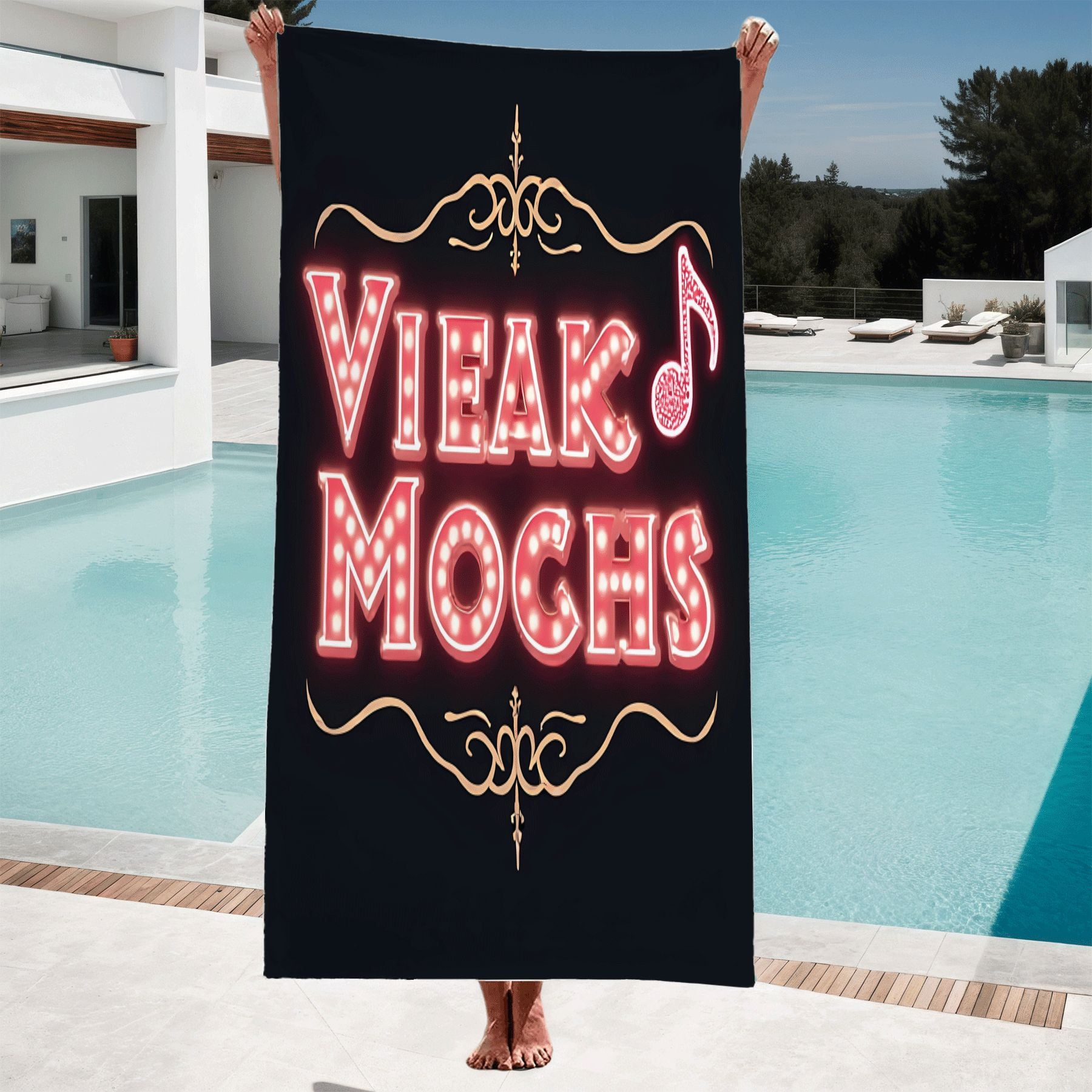 Stylish Beach Towel for Women - Vibrant Design with Musical Notes ...