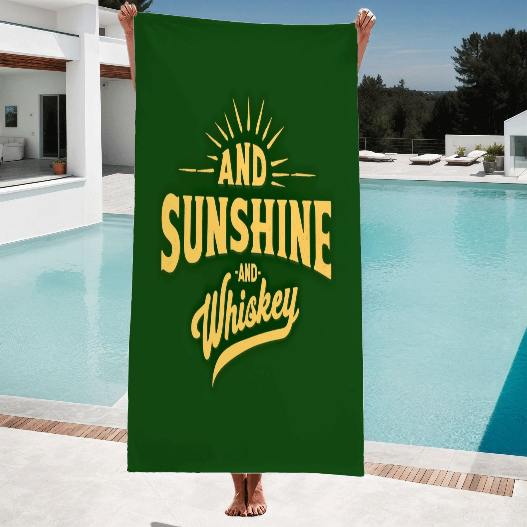 Stylish Beach Towel with Bold ' AND SUNSHINE ' Design Perfect for Pool ...