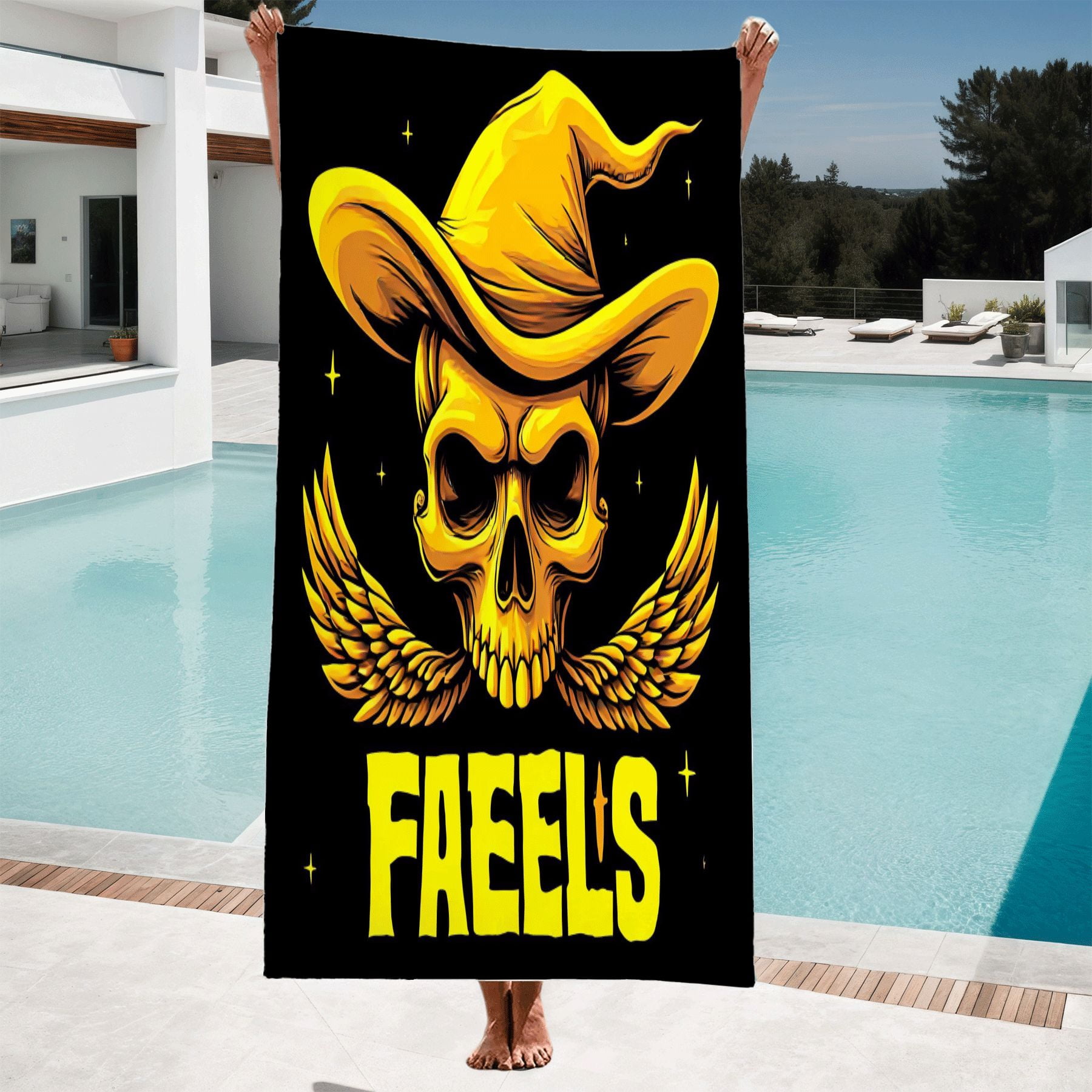 Stylish Beach Towel with Wizard Design Golden Wings & Bold ' FAEELS ...