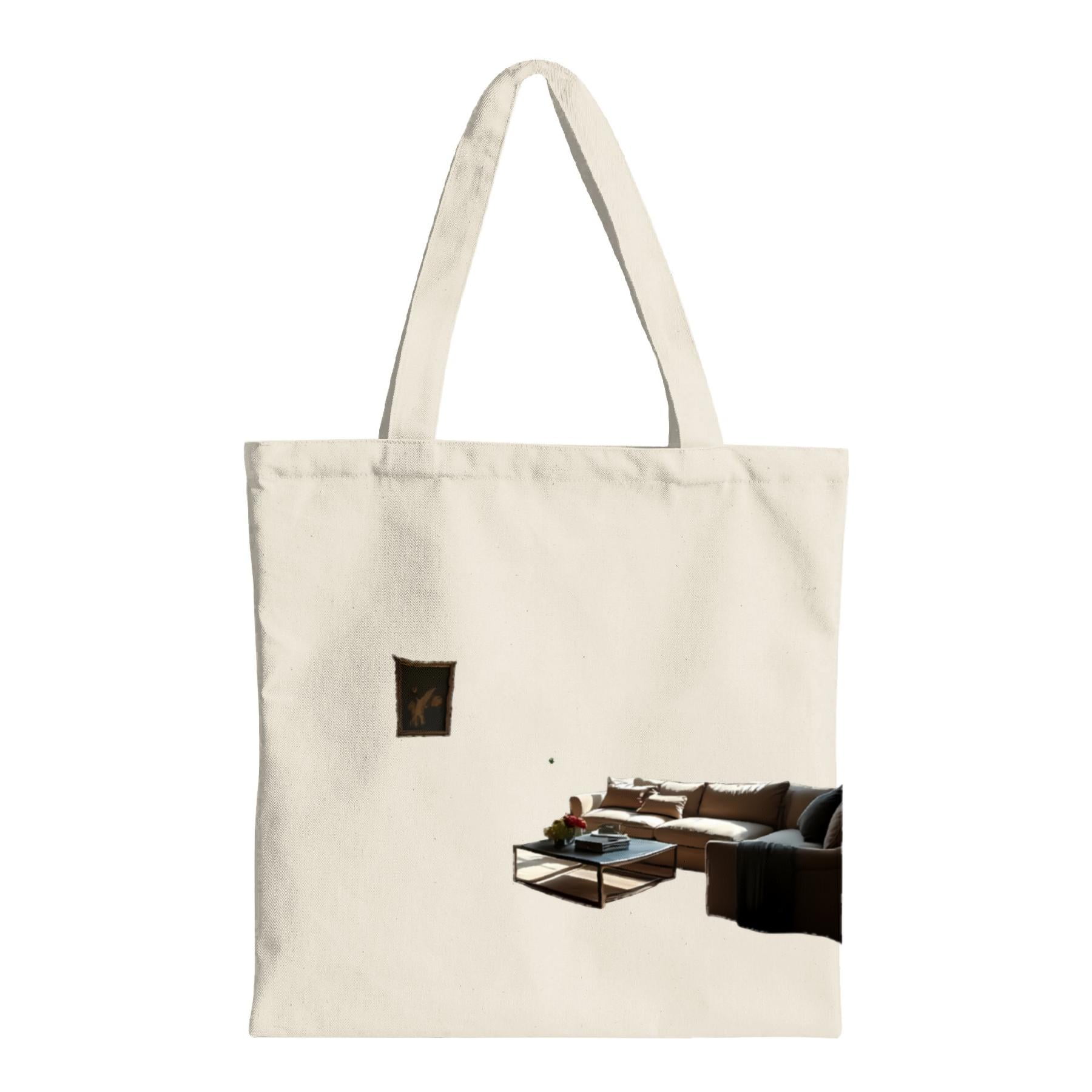 Stylish Beige Canvas Tote Bag with Modern Living Room Design - Perfect ...