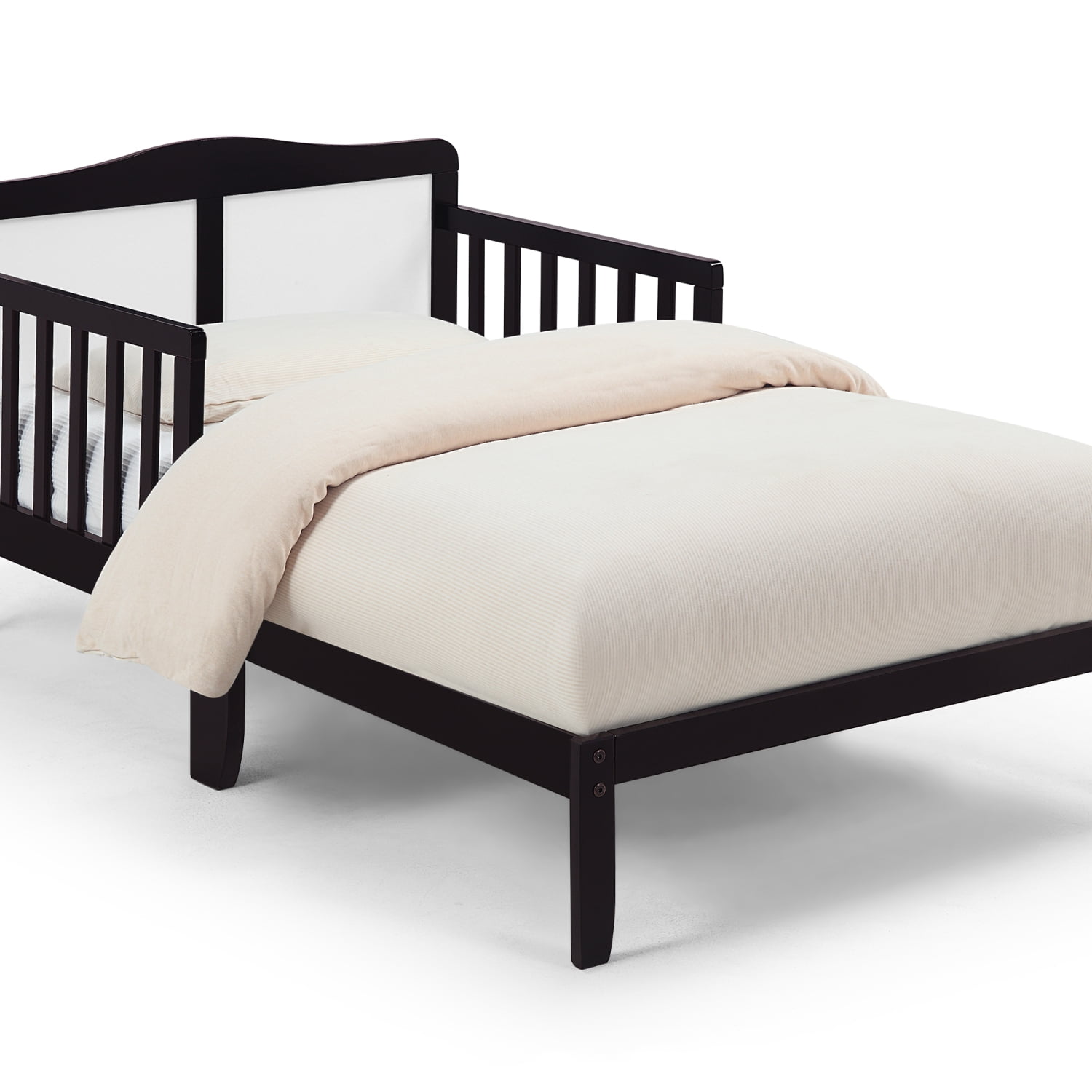 Stylish Birdie Toddler Bed in Espresso/White with Sturdy Frame ...
