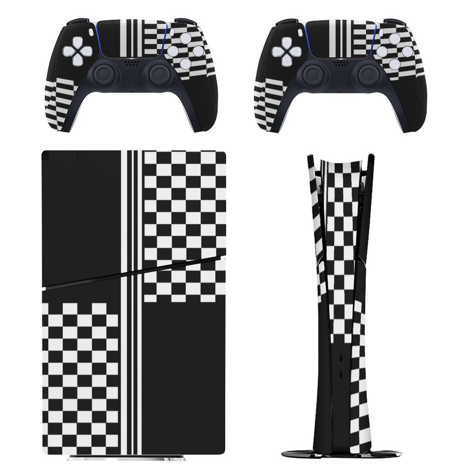 Stylish Black And White Check And Stripes PS5/PS5 Pro/PS5 Slim Digital ...