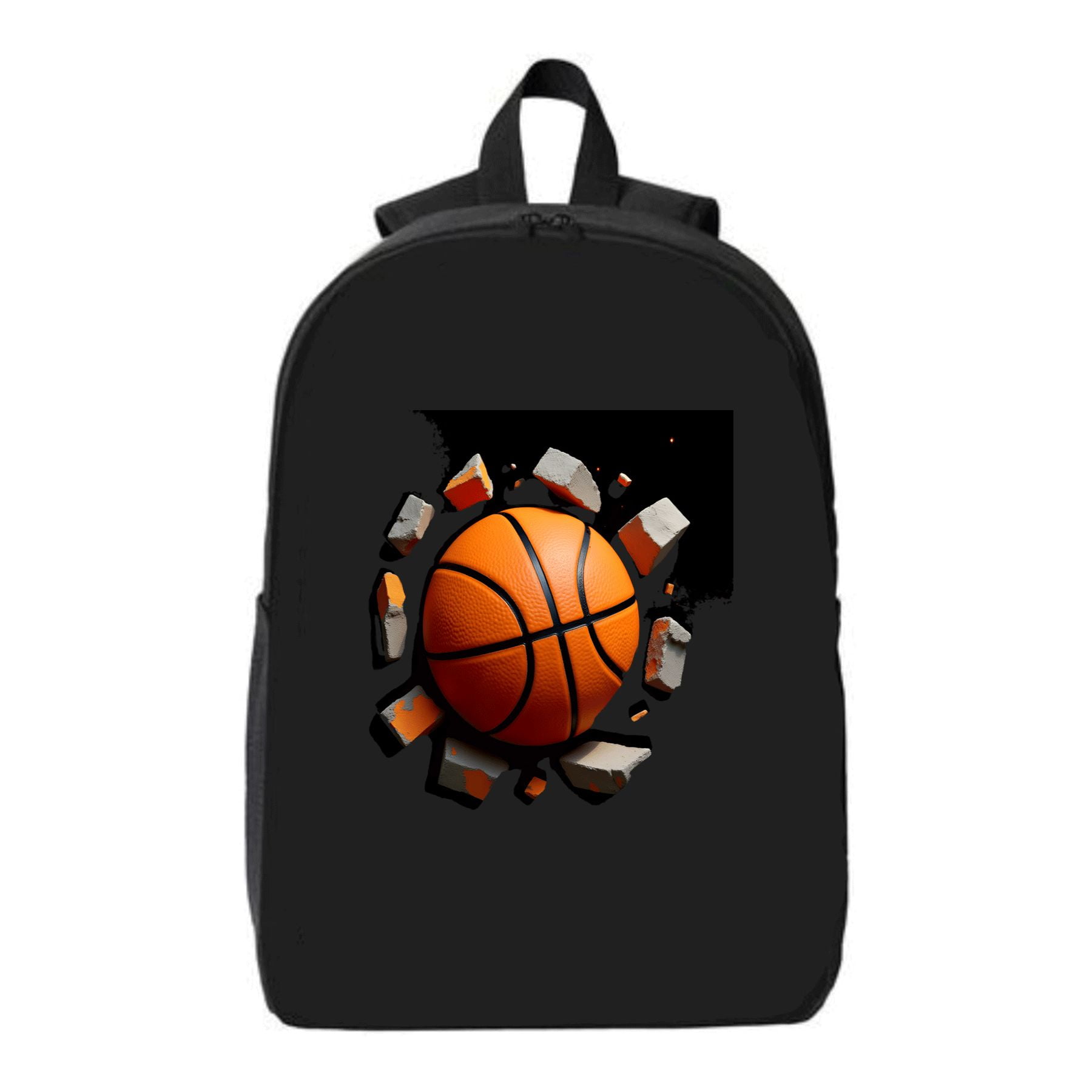 Stylish Black Backpack with Basketball Burst Design - Fits 15 " Laptop ...