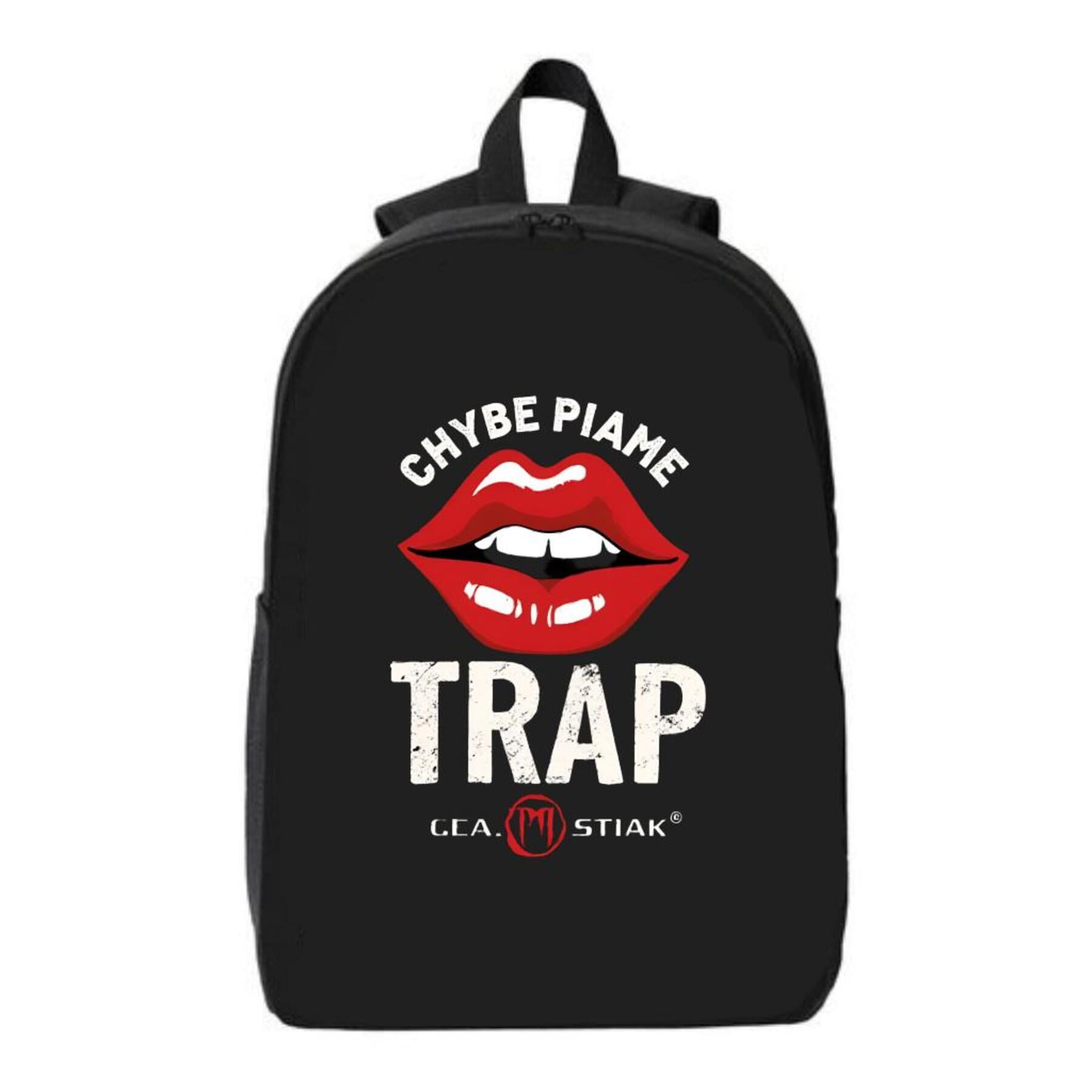 Stylish Black Backpack with Graphic & " CHYBE PIAME " Text - Durable ...