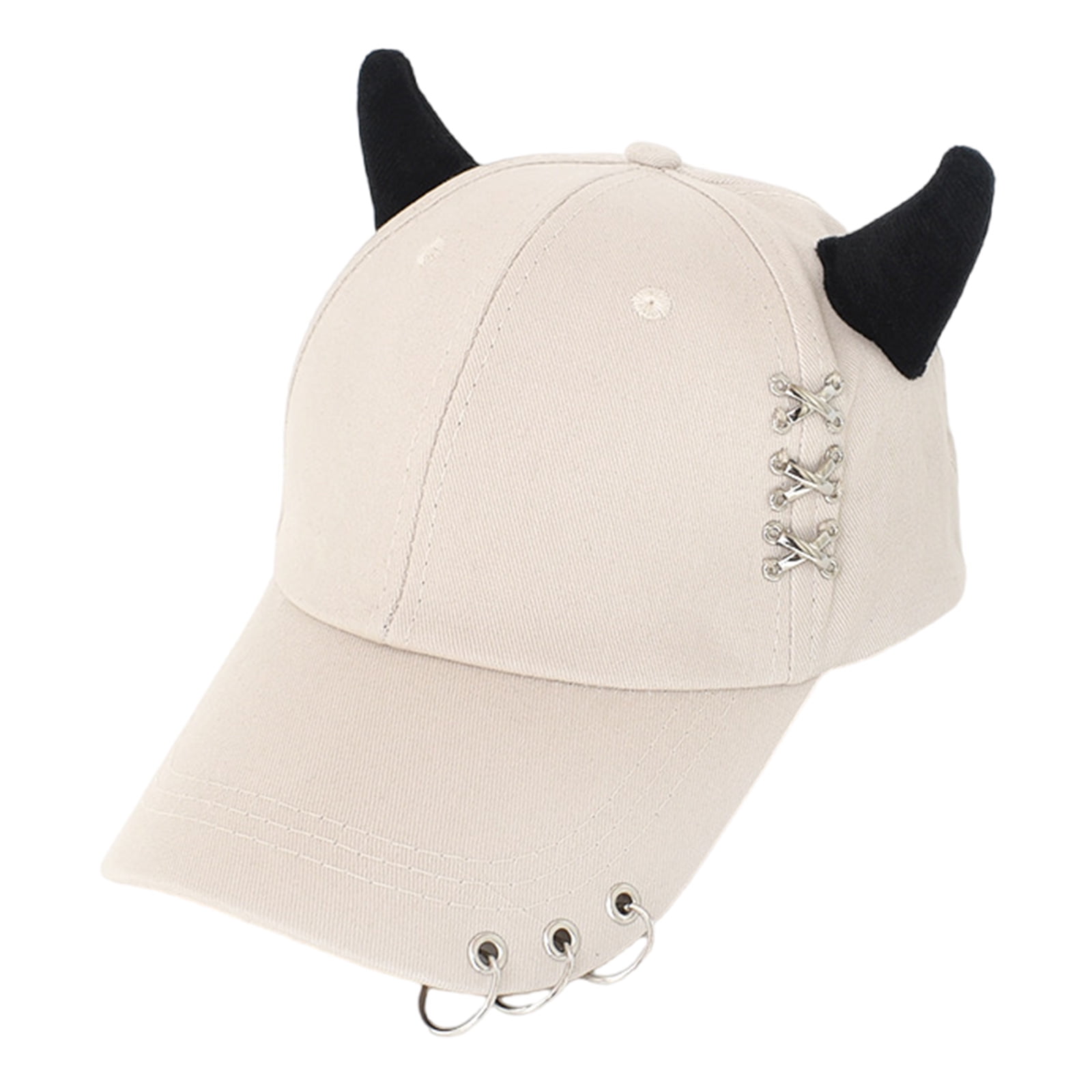 Stylish Black Chain Cotton Baseball Caps With Metal Iron Rings ...