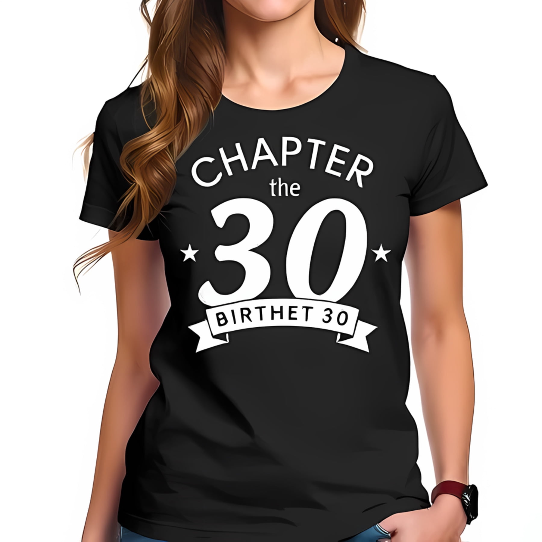 Stylish Black Cotton Short Sleeve T-Shirt for 30th Birthday - " CHAPTER ...