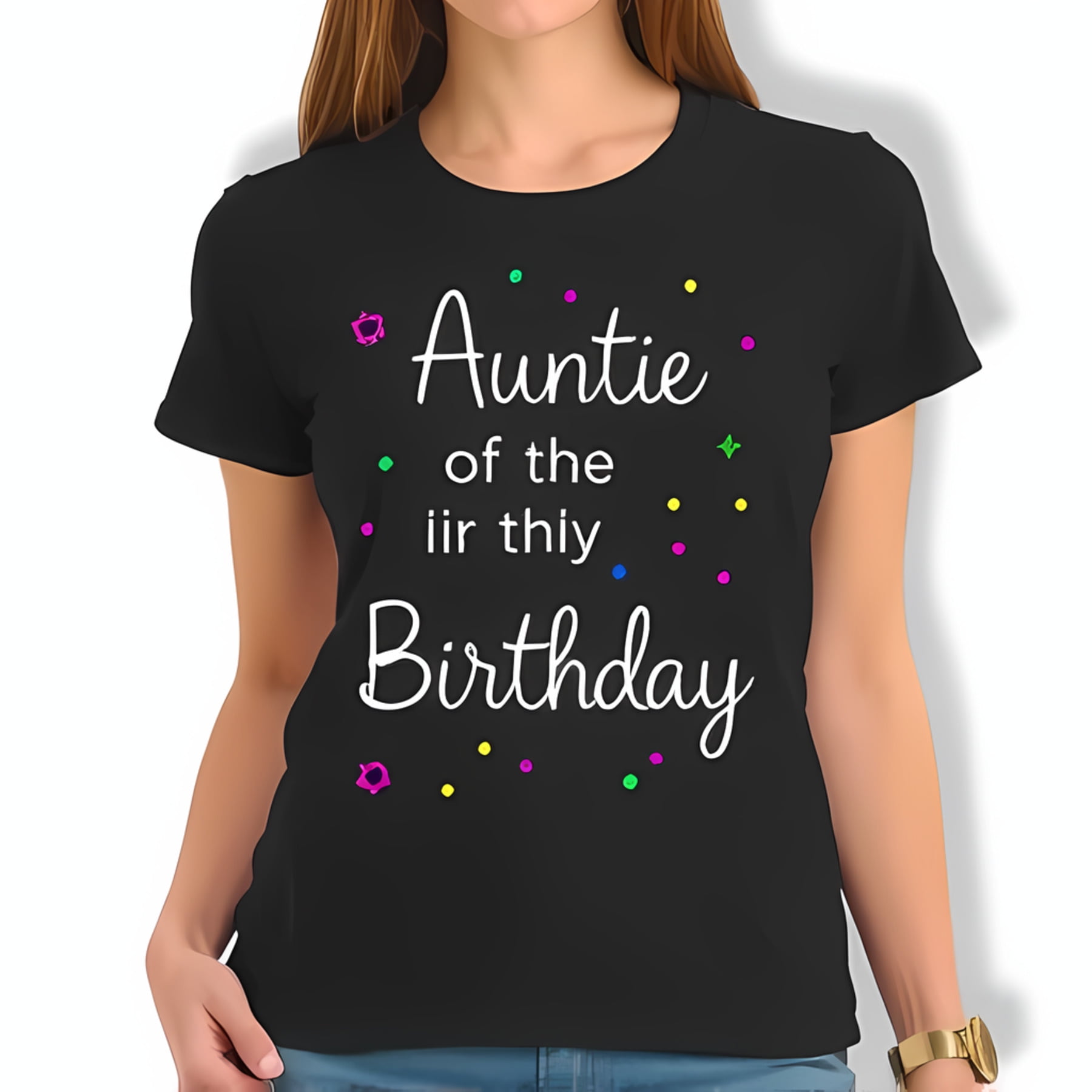 Stylish Black Cotton Short Sleeve T-Shirt for Aunts - " Auntie of the ...