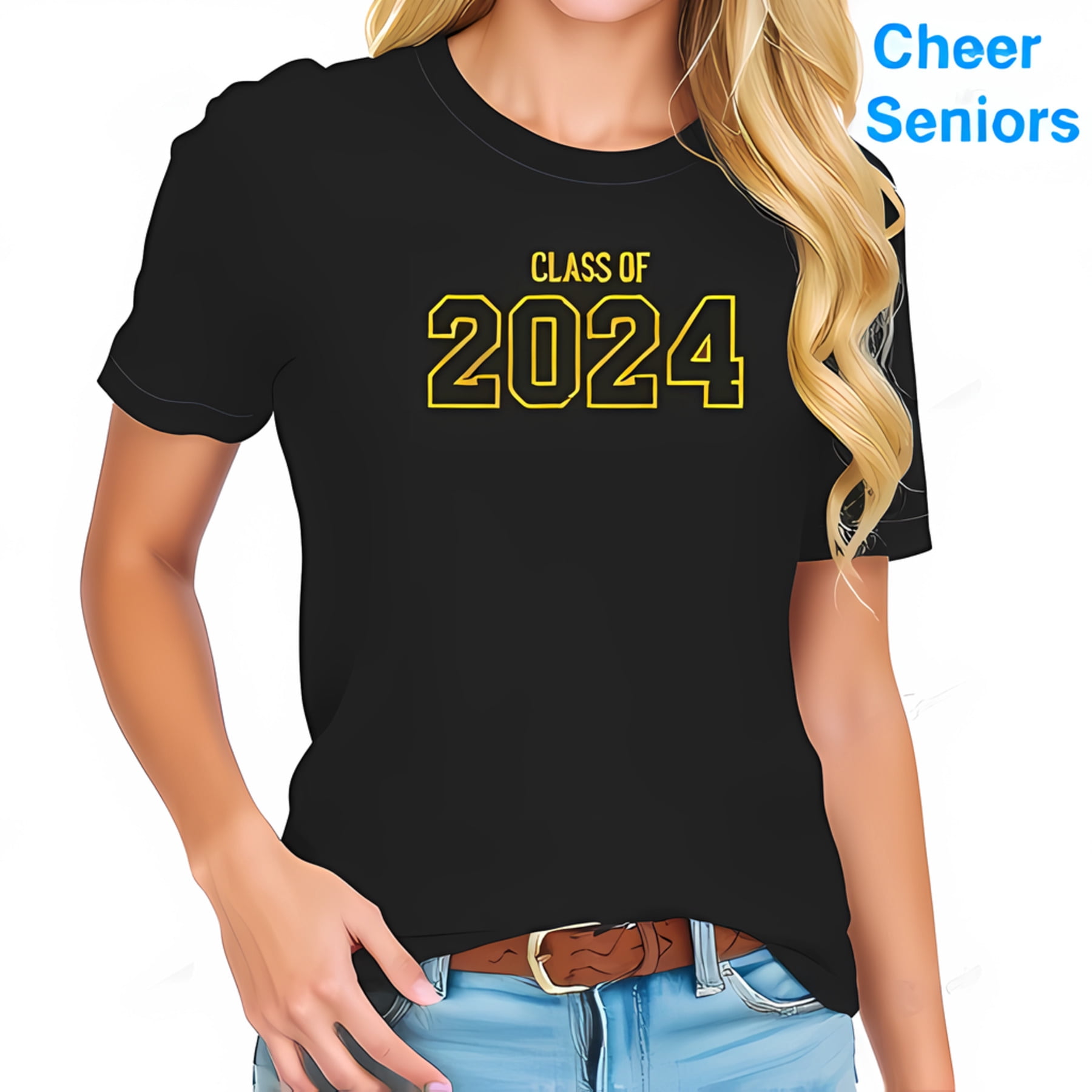 Stylish Black Cotton Short Sleeve T-Shirt for Class of 2024 with Bold ...