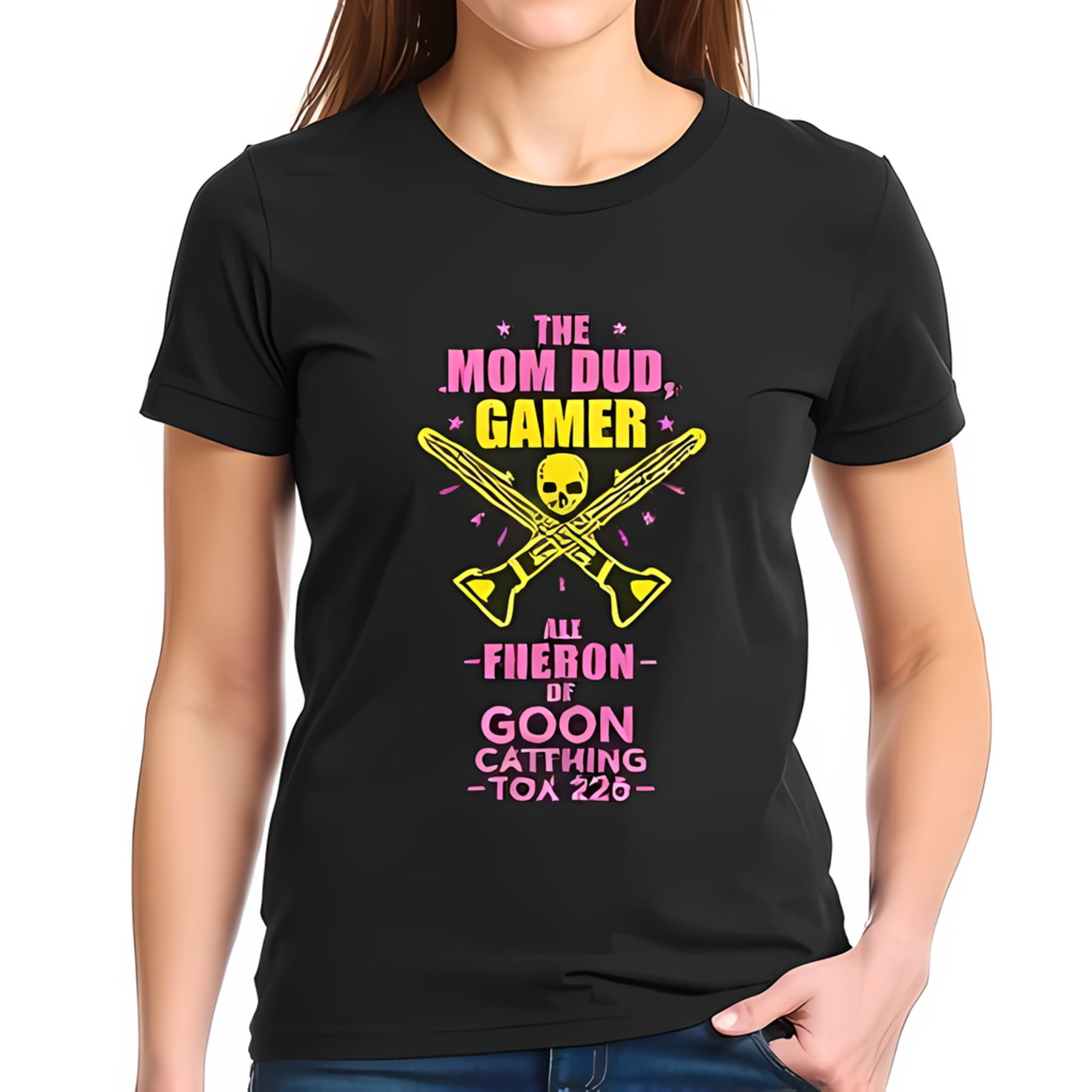 Stylish Black Cotton Short Sleeve T-Shirt for Gamer Moms - Bold ...