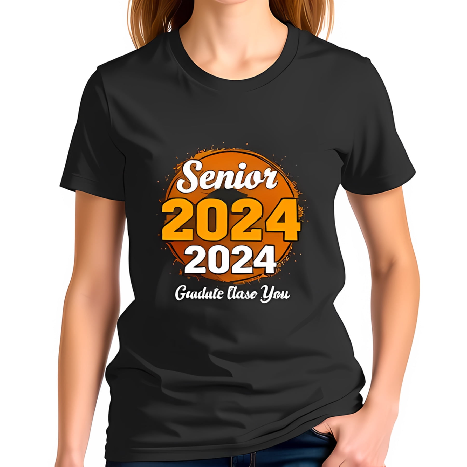 Stylish Black Cotton Short Sleeve T-Shirt for Graduating Class of 2024 ...