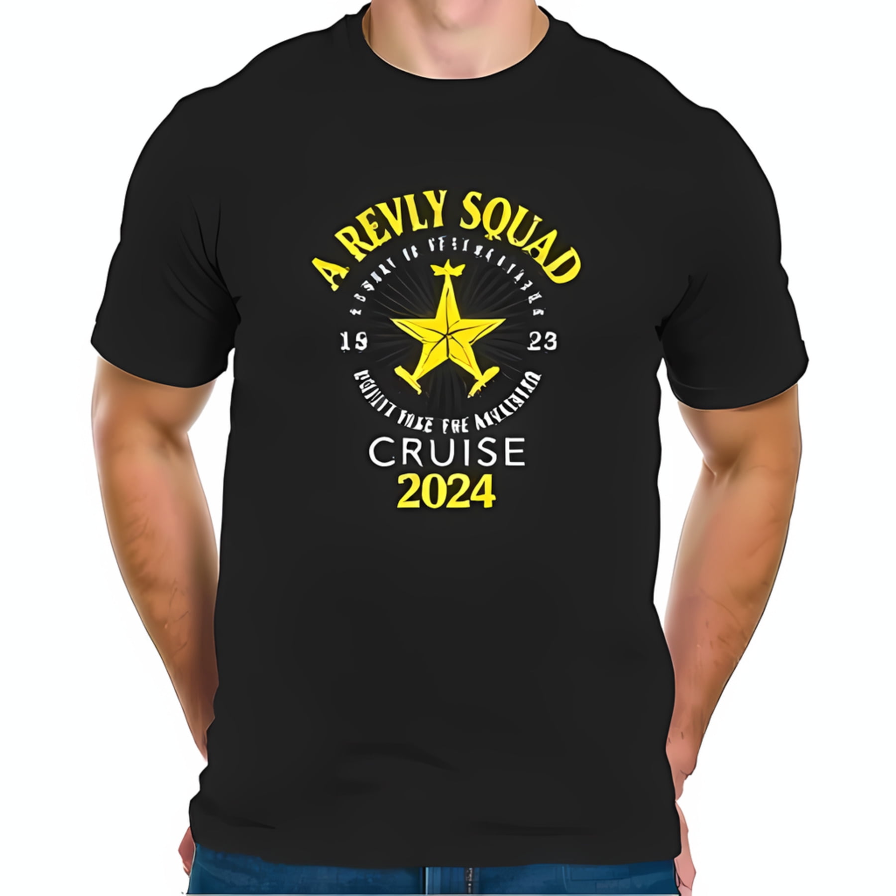 Stylish Black Cotton Short Sleeve T-Shirt with Bold 'A REVLY SQUAD ...