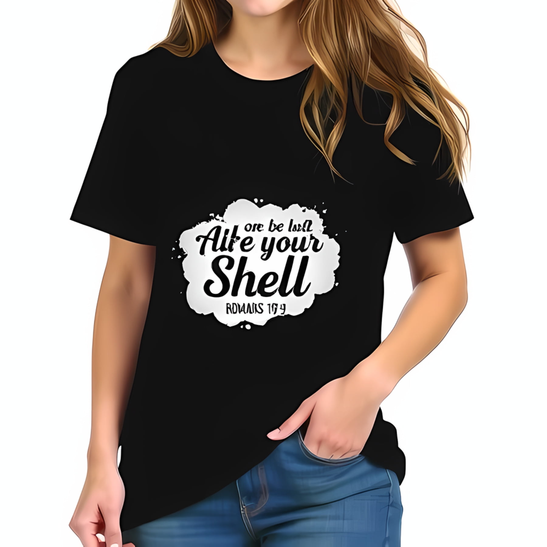 Stylish Black Cotton Short Sleeve T-Shirt with Bold Cursive Graphic ...