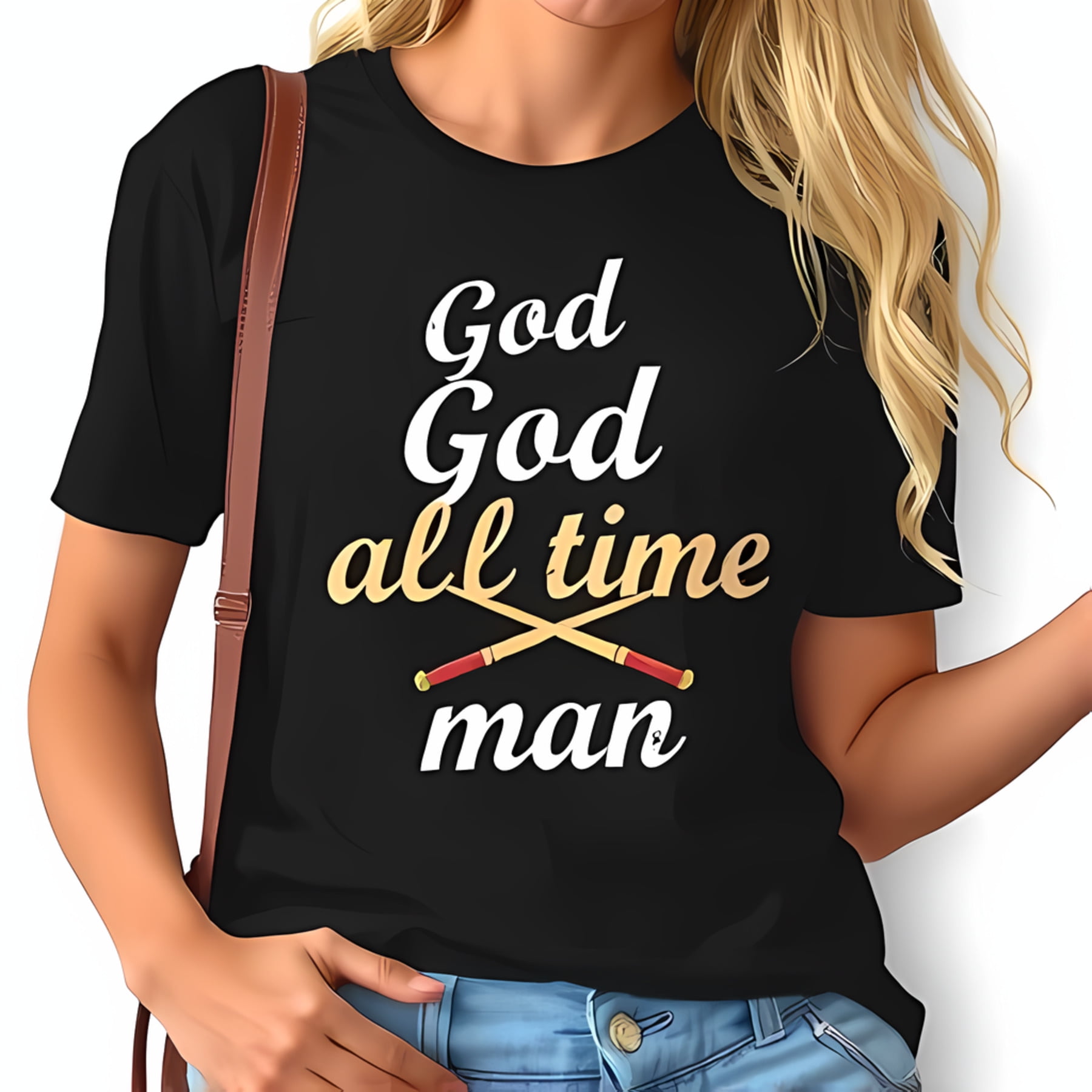 Stylish Black Cotton Short Sleeve T-Shirt with Bold 'God God All Time ...