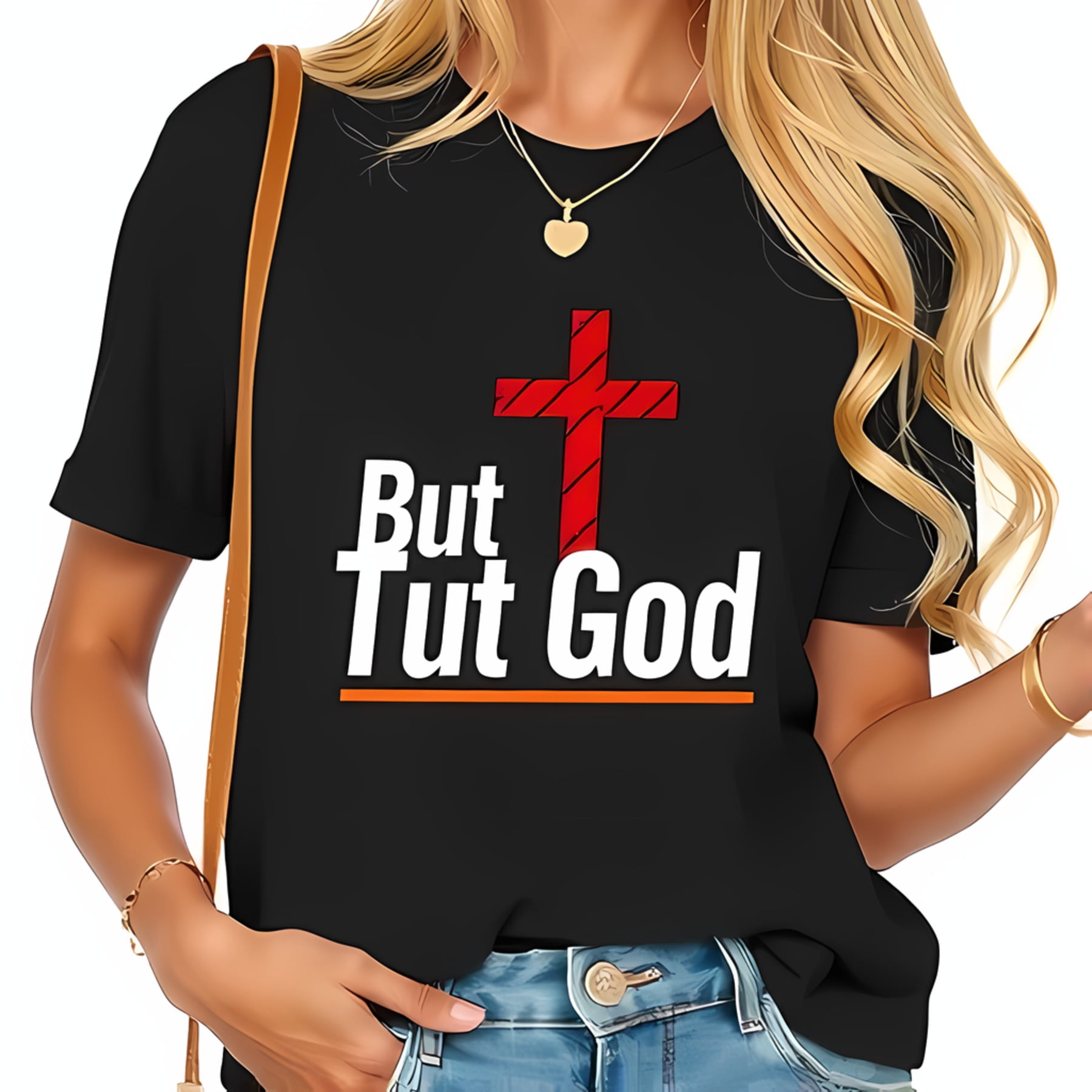 Stylish Black Cotton Short Sleeve T-Shirt with Bold Graphic & " But Tut ...