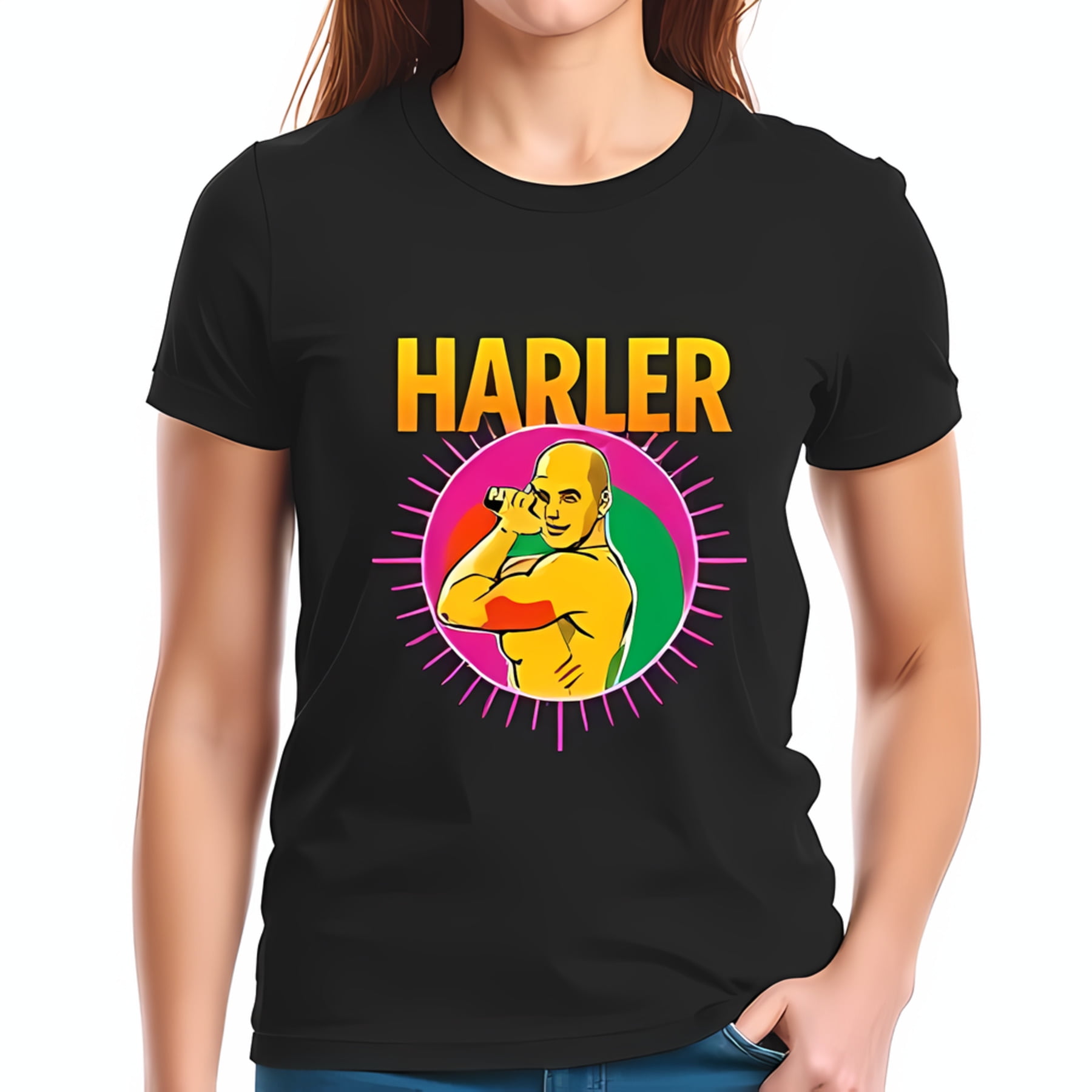 Stylish Black Cotton Short Sleeve T-Shirt with Bold 'HARLER' Typography ...