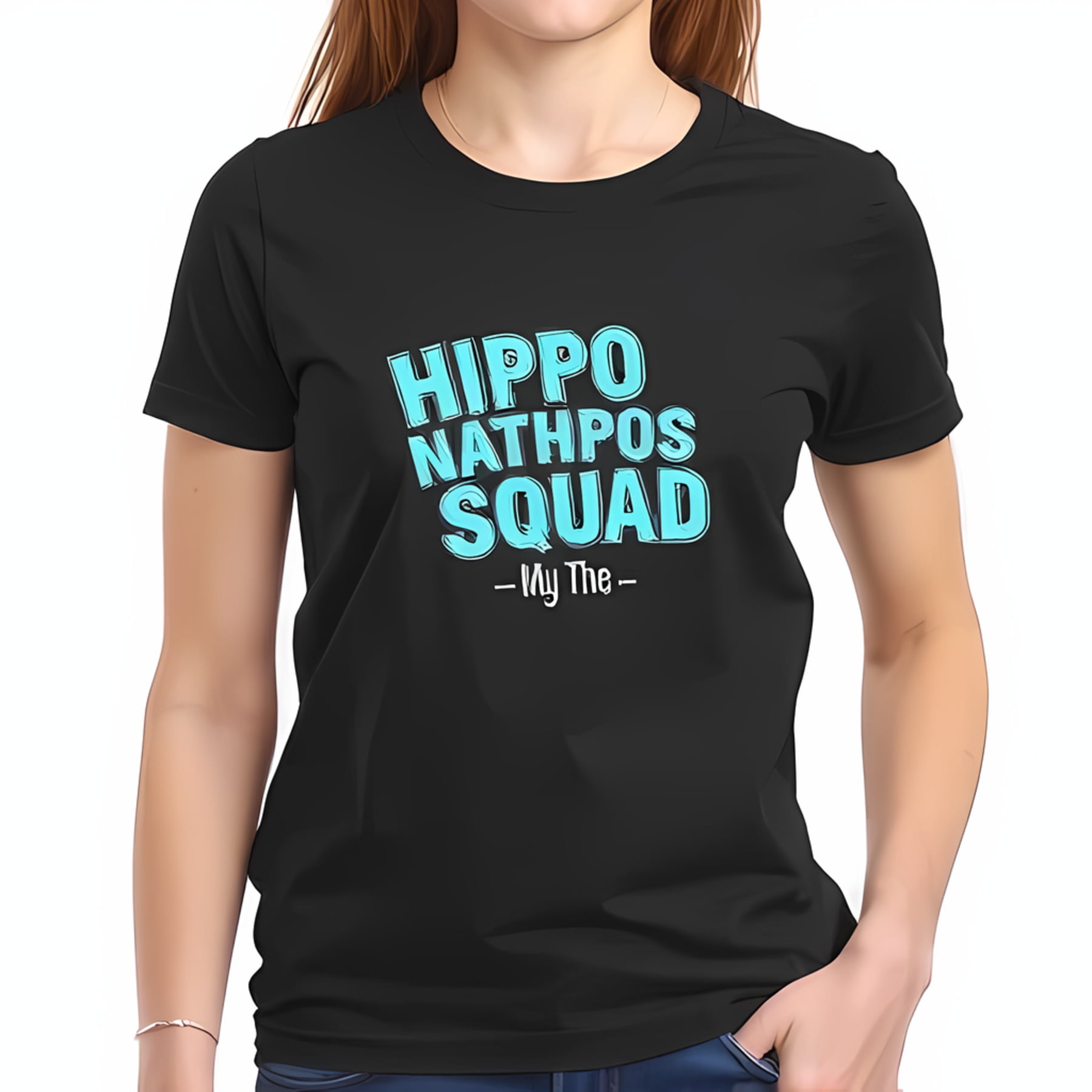 Stylish Black Cotton Short Sleeve T-Shirt with Bold " HIPPO NATHPOS SQUAD " Graphic - Fun ...