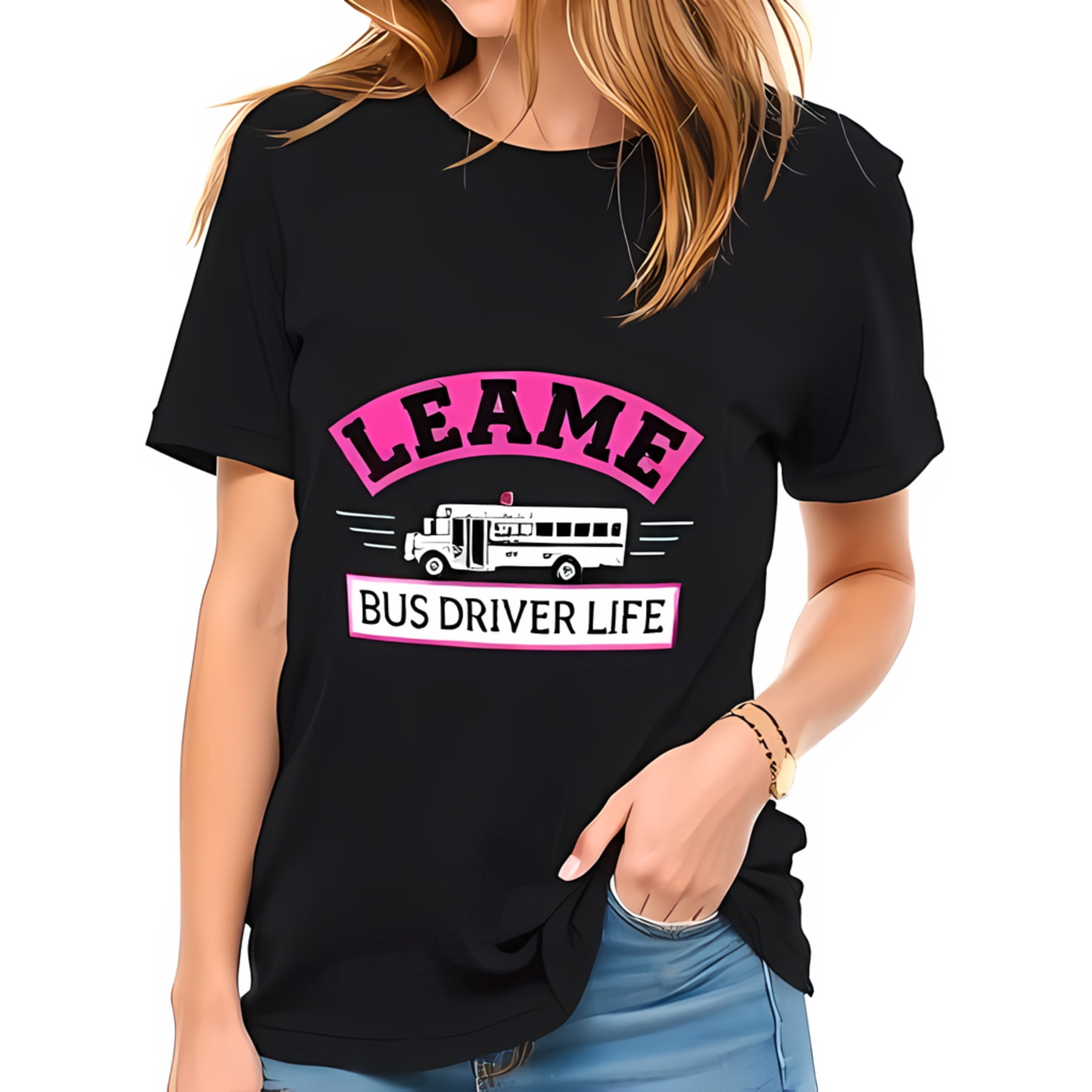 Stylish Black Cotton Short Sleeve T-Shirt with Bold " LEAME " Pink ...