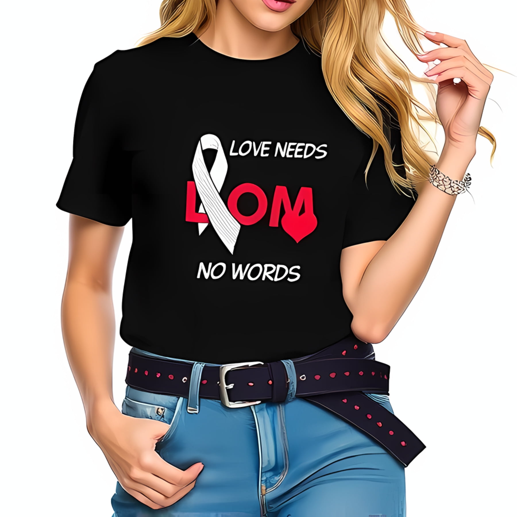 Stylish Black Cotton Short Sleeve T-Shirt with Bold 'LOM' Graphic 'LOVE ...