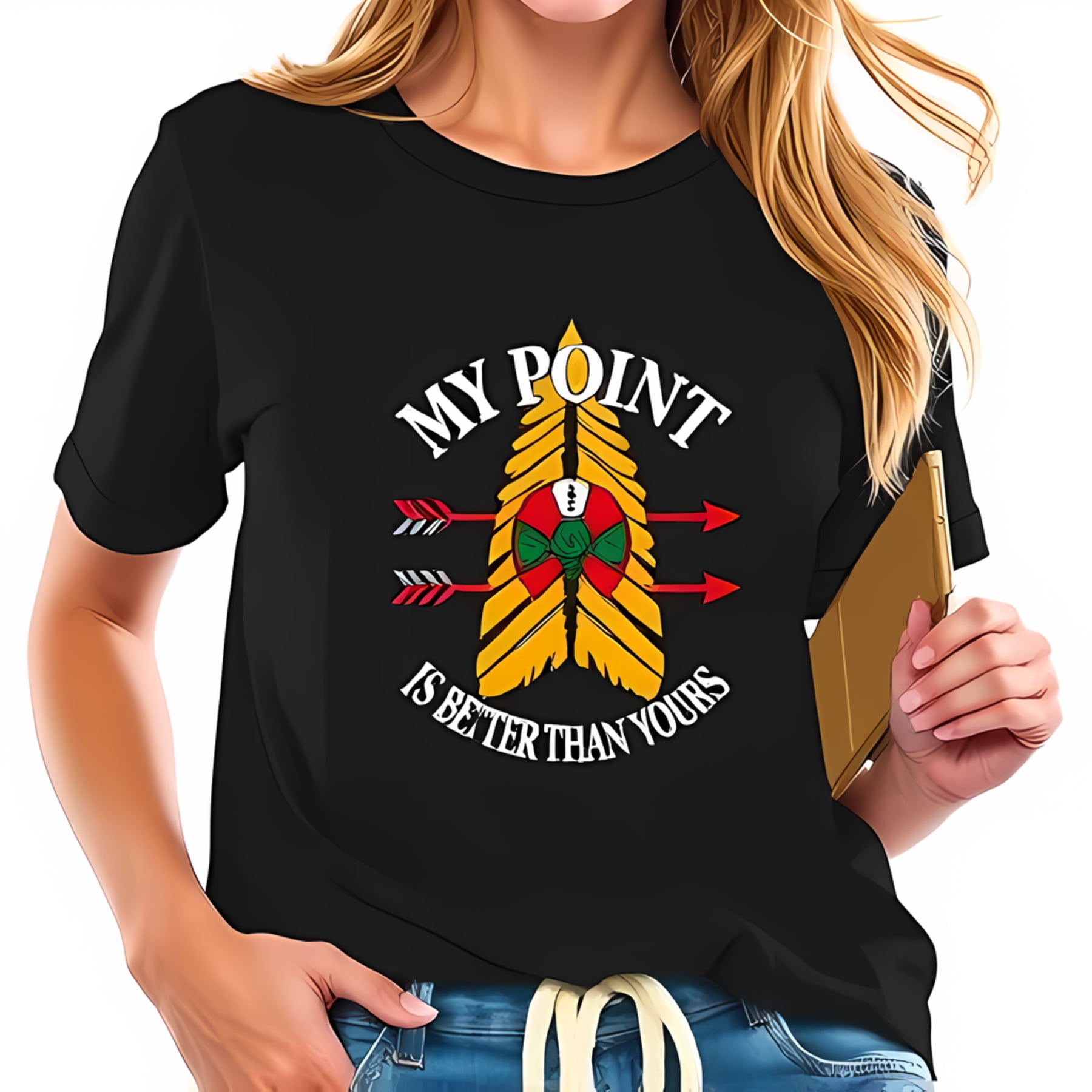 Stylish Black Cotton Short Sleeve T-Shirt with Bold " MY POINT IS ...
