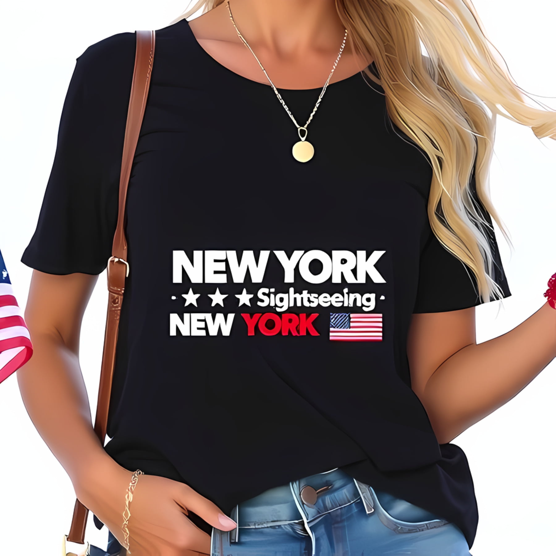 Stylish Black Cotton Short Sleeve T-Shirt with Bold 'NEW YORK' Print ...