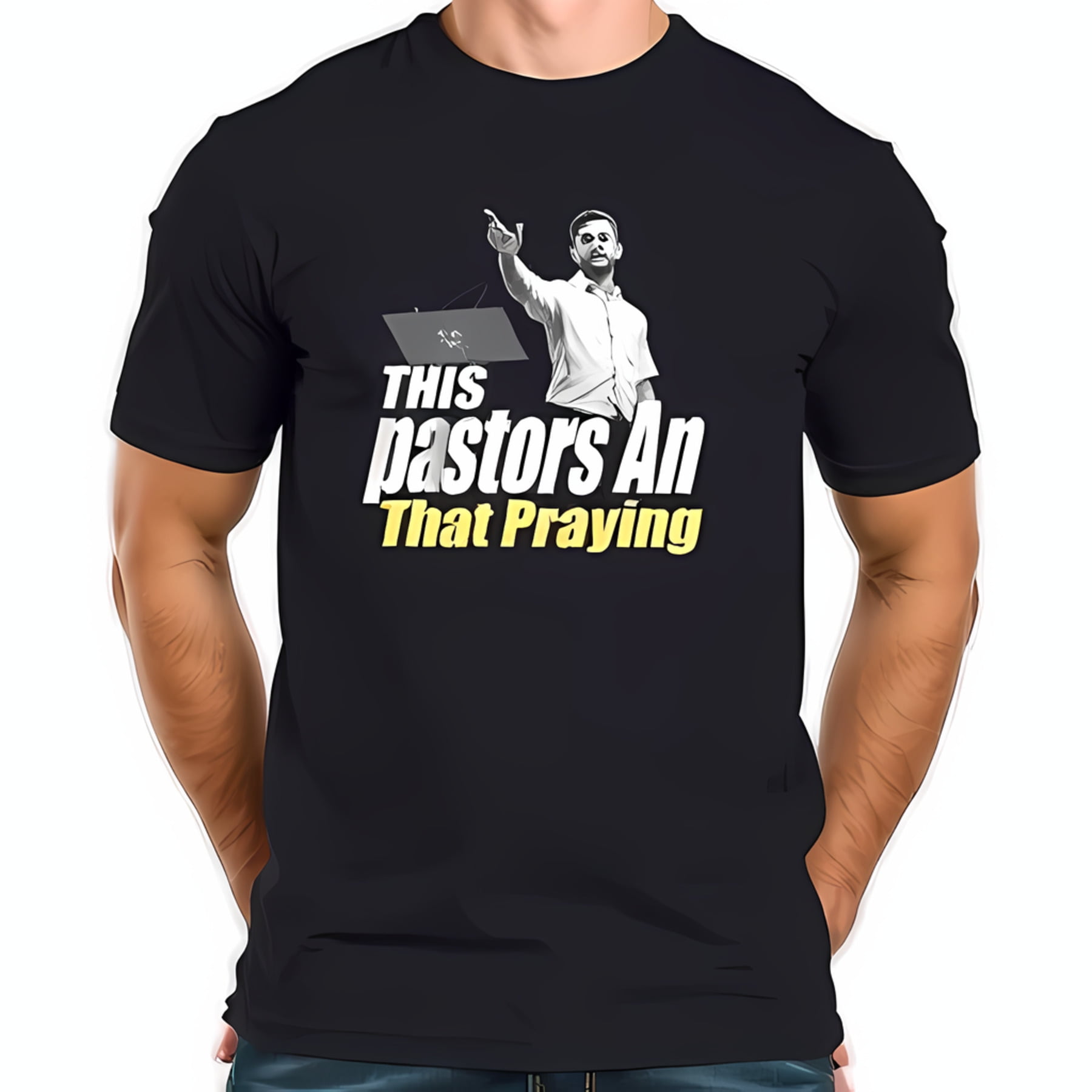 Stylish Black Cotton Short Sleeve T-Shirt with Bold Preacher Graphic ...