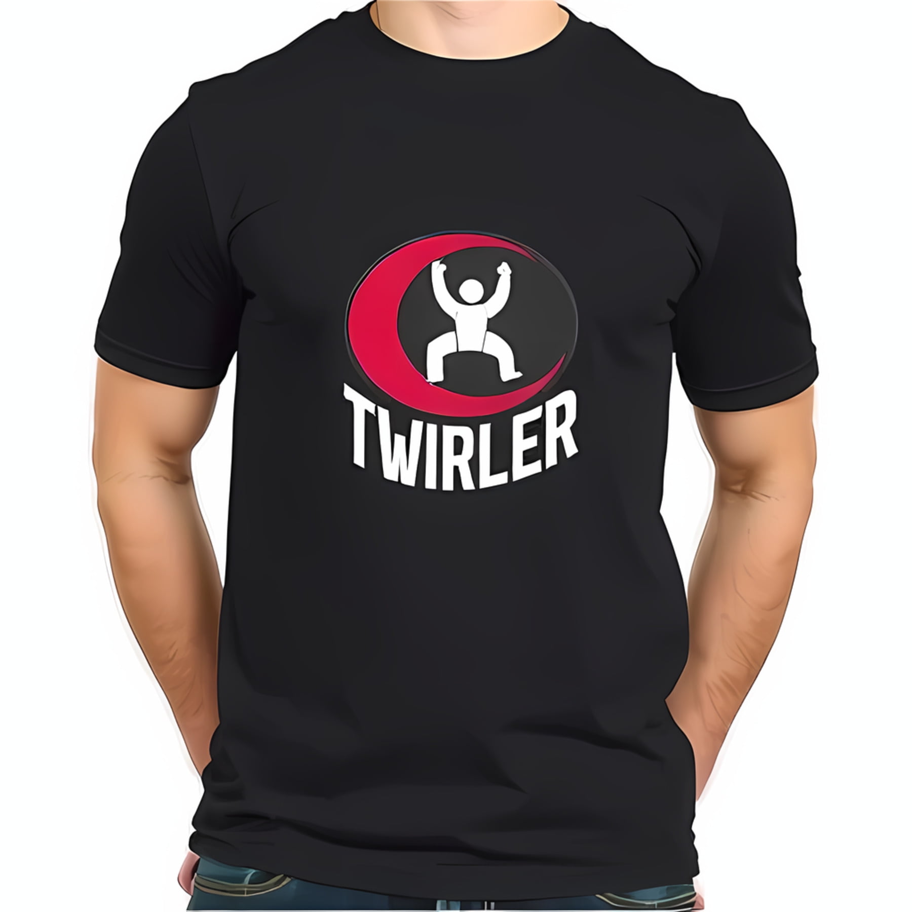 Stylish Black Cotton Short Sleeve T-Shirt with Bold Red and Black ...