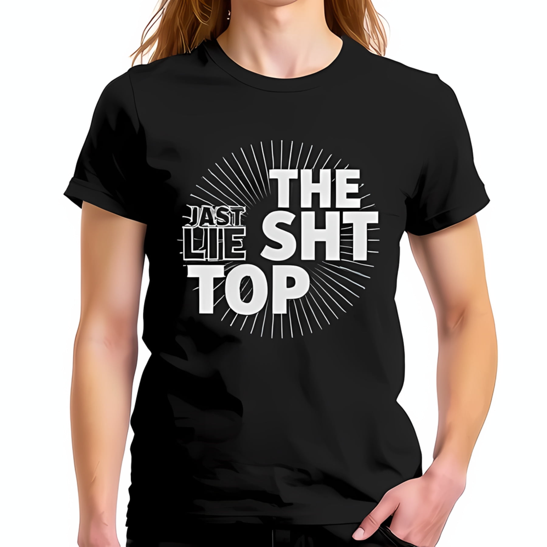 Stylish Black Cotton Short Sleeve T-Shirt with Bold 'THE TOP' Graphic ...