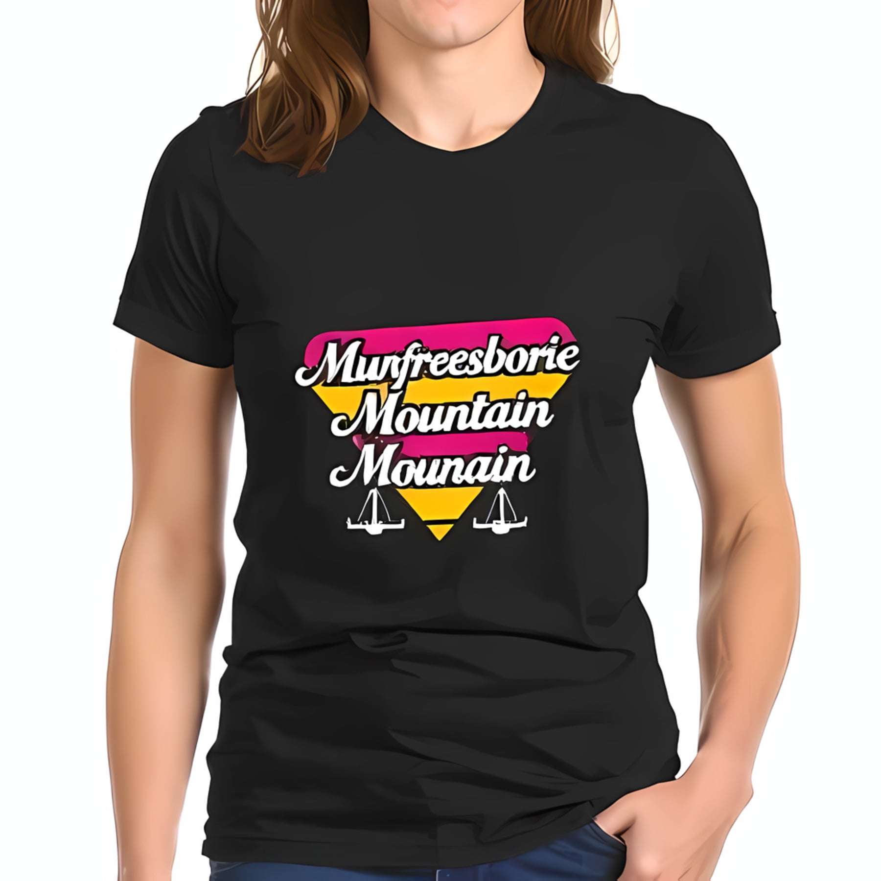 Stylish Black Cotton Short Sleeve T-Shirt with Bold Triangular ...