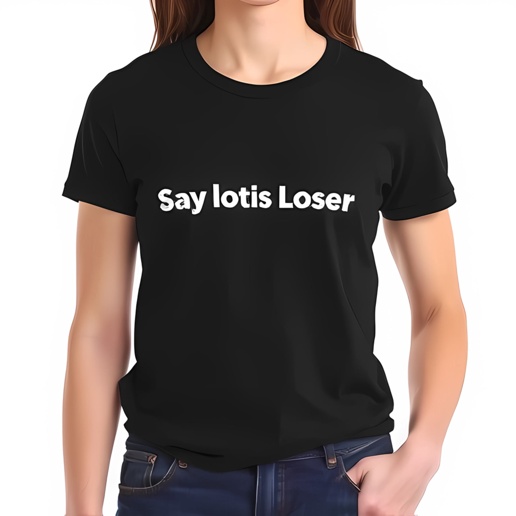 Stylish Black Cotton Short Sleeve T-Shirt with Bold White " Say Iot is ...