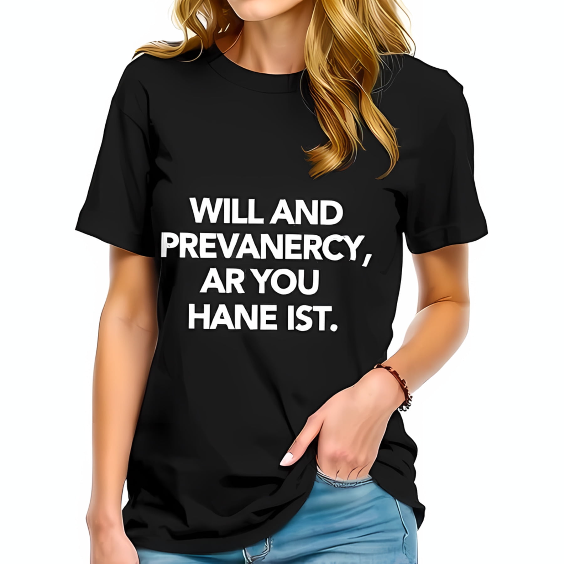 Stylish Black Cotton Short Sleeve T-Shirt with Bold White Text - " WILL ...