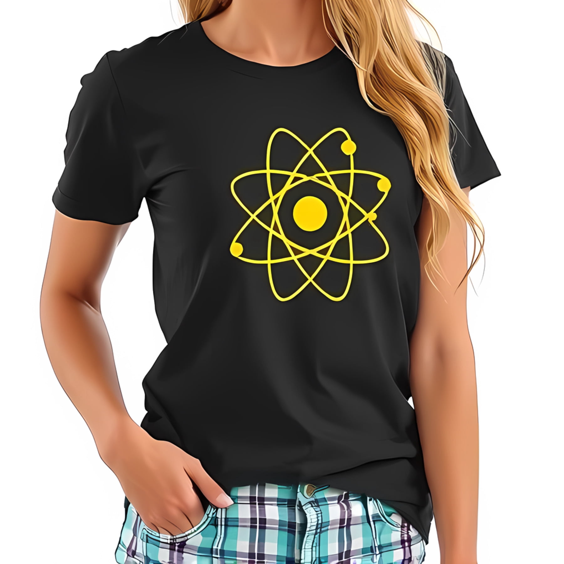 Stylish Black Cotton Short Sleeve T-Shirt with Bold Yellow Symbol ...